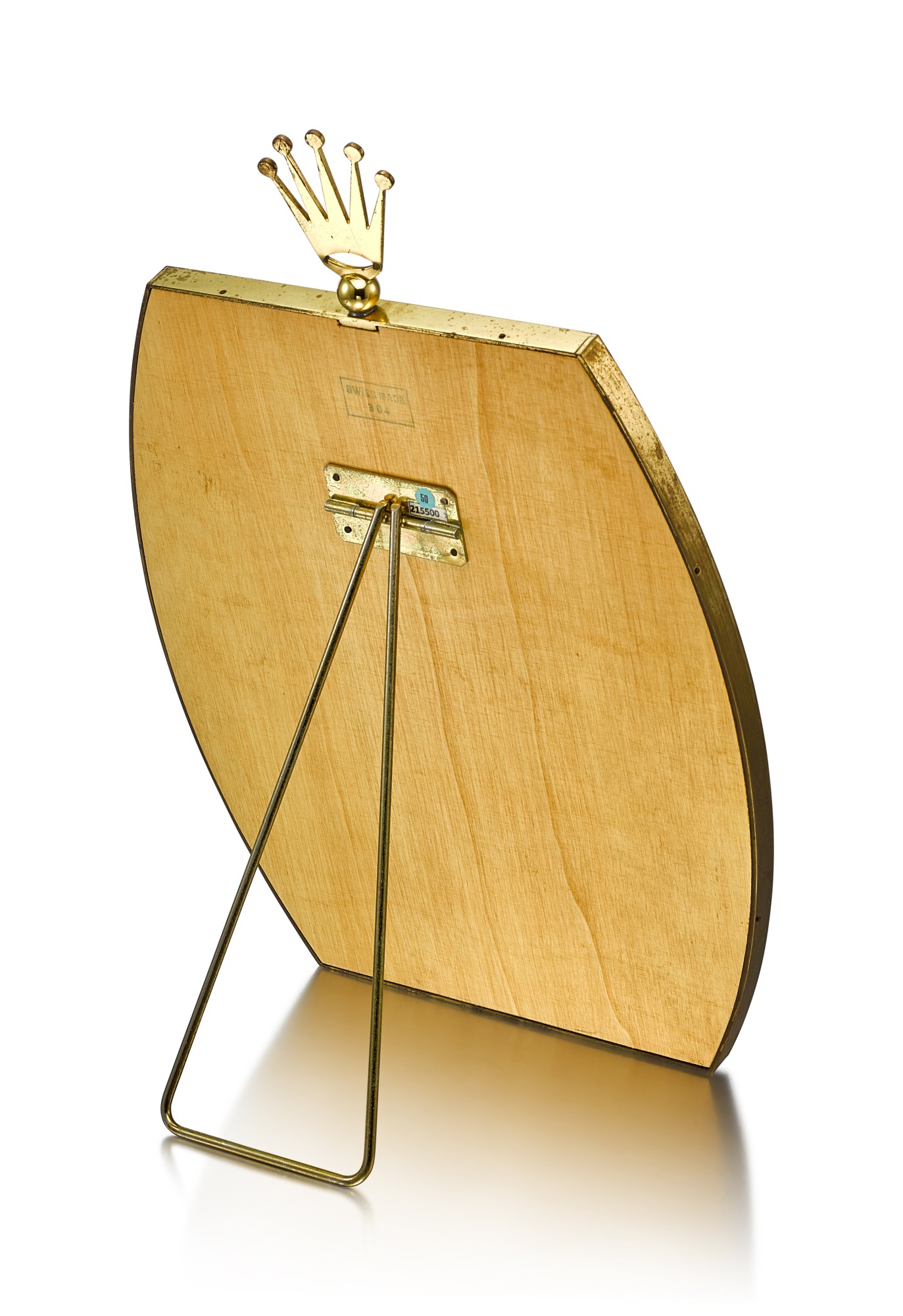 ROLEX | A GILT BRASS AND GREEN ENAMEL RETAILER'S DISPLAY MIRROR WITH ...