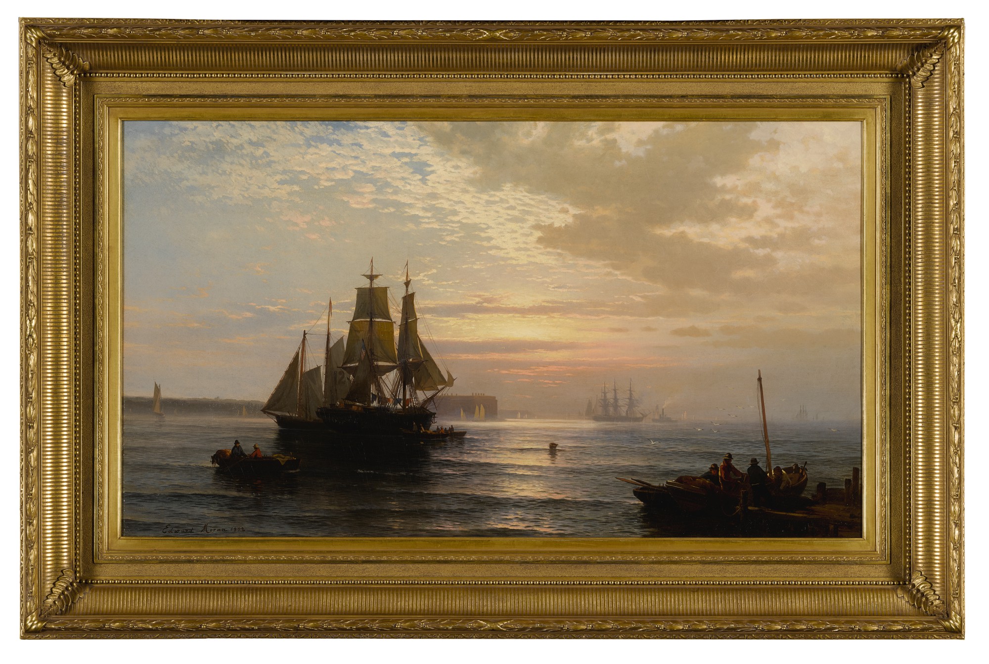 EDWARD MORAN | SUNRISE AT THE NARROWS, NEW YORK BAY | American Art ...