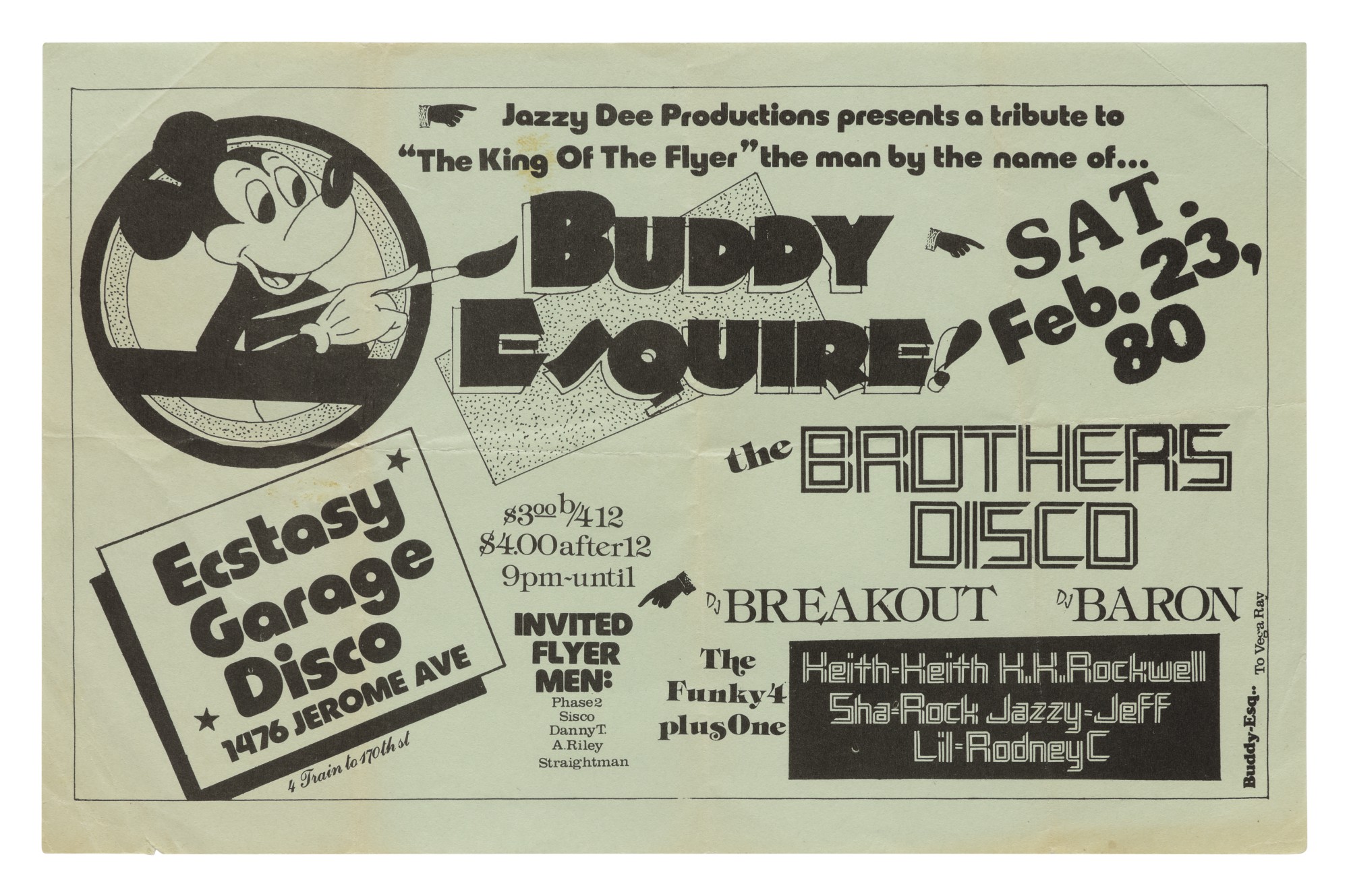 [BUDDY ESQUIRE] | Collection of 12 early Hip Hop flyers designed by ...
