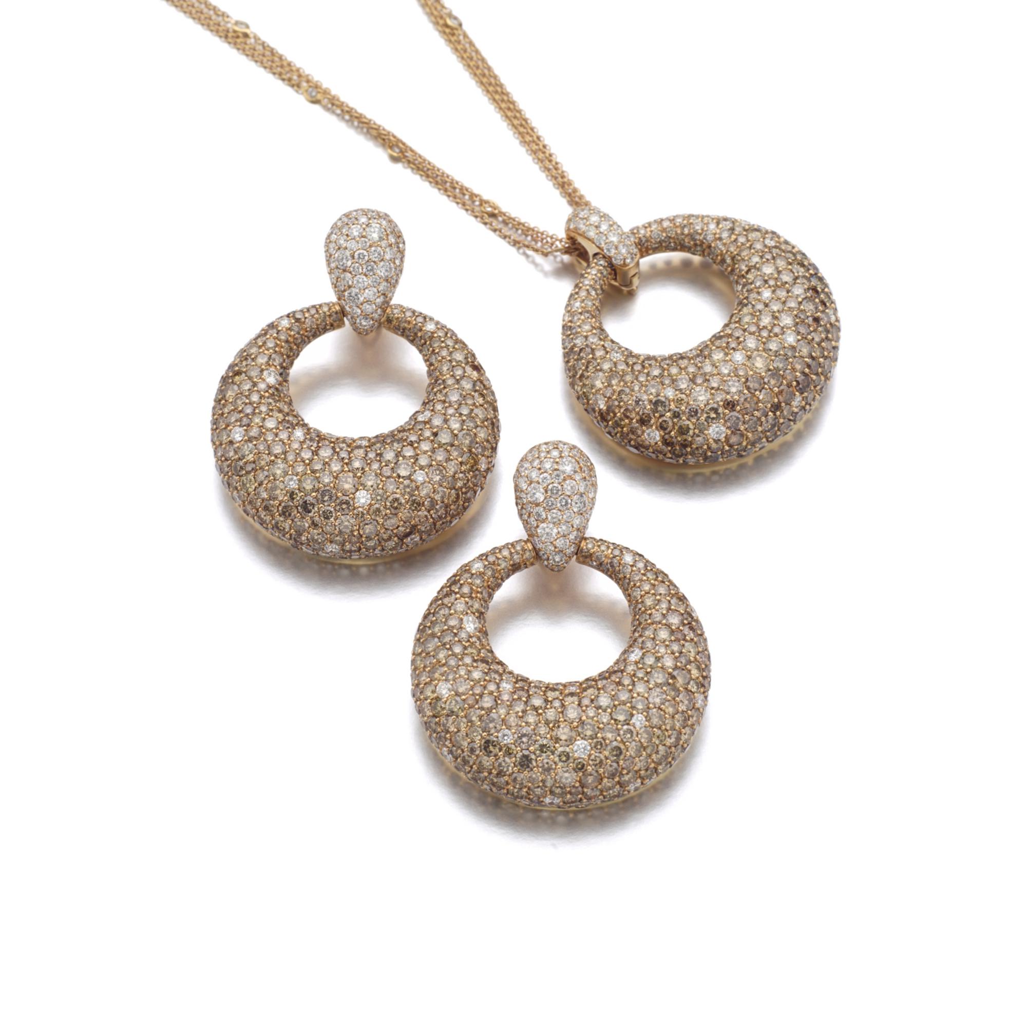 COLOURED DIAMOND AND DIAMOND DEMI-PARURE | Fine Jewels | Jewellery ...