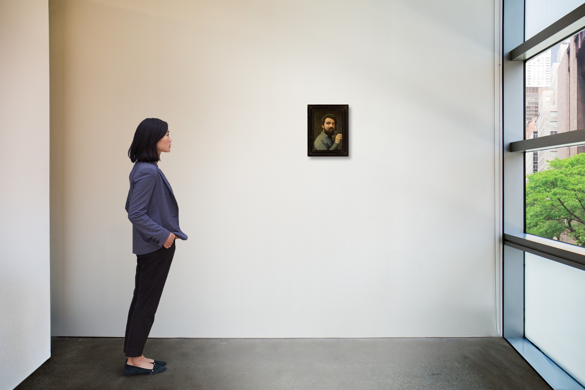 Self-portrait, bust-length, in a green jacket and cap | Old Master ...