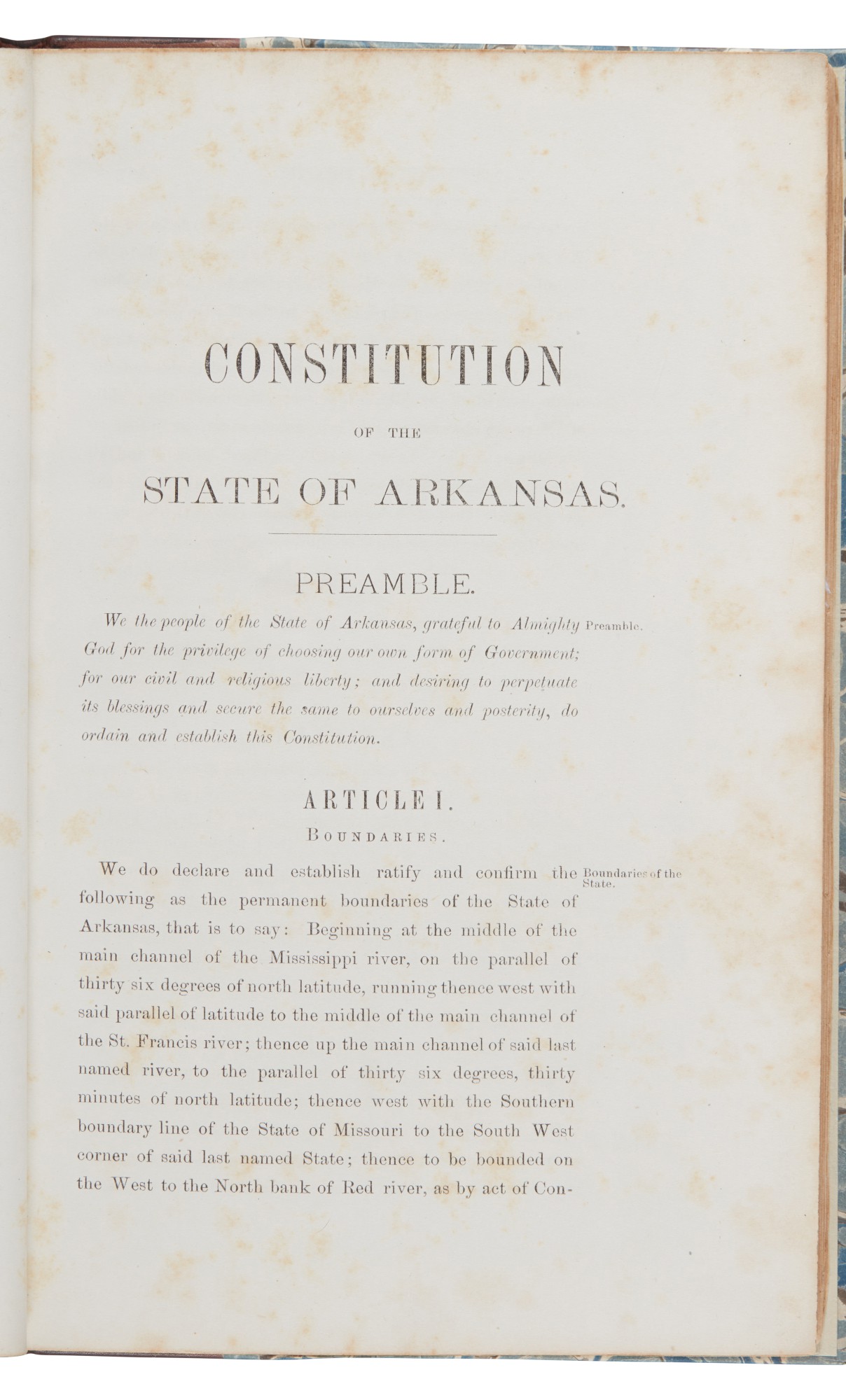 Arkansas | Another copy of the fifth Arkansas State Constitution ...