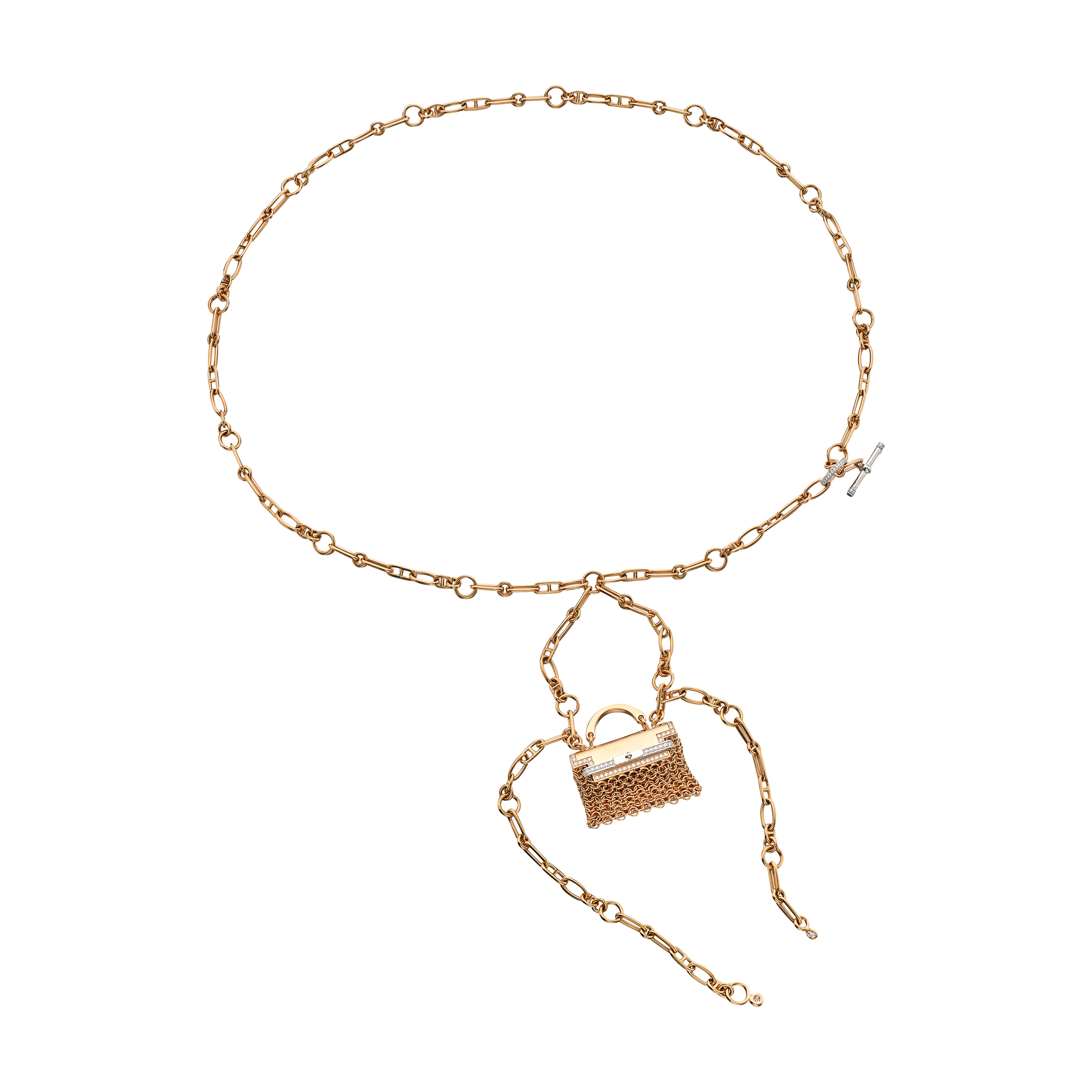 Hermès Gold And Diamond Précieux Kelly Pendant Necklace Available For ...
