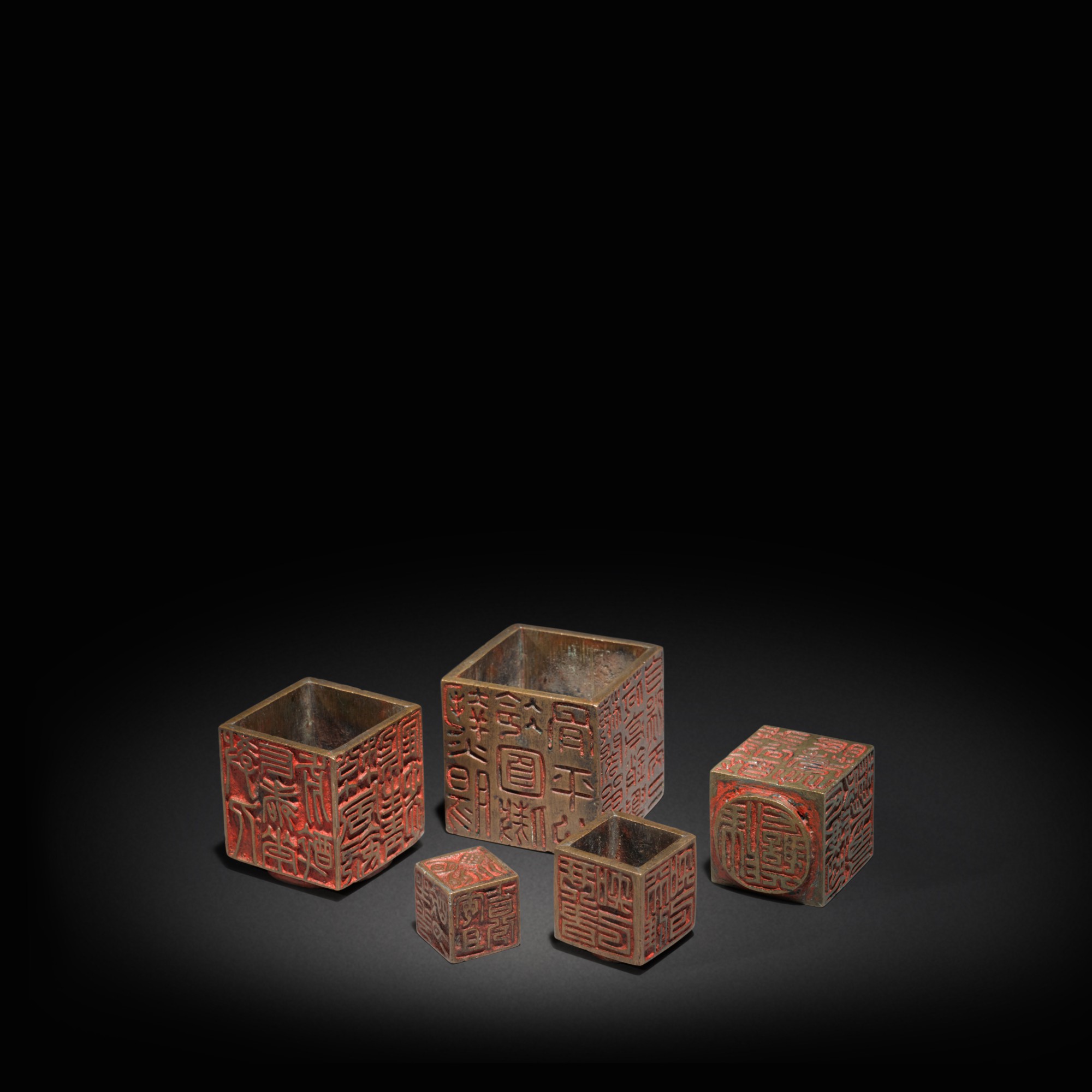 A set of five bronze nesting seals, Qing dynasty | 清 銅套印一套五件 | Junkunc ...