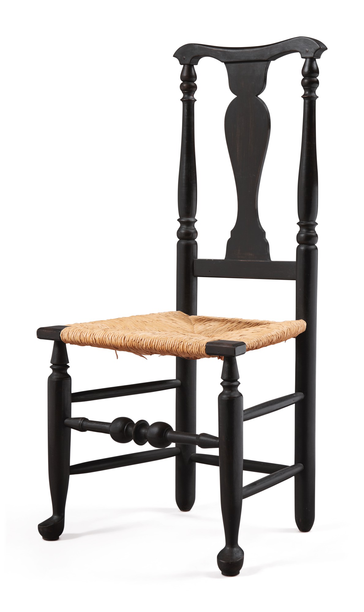 Assembled Set of Four Queen Anne Black-Painted Turned Maple 'Fiddle ...