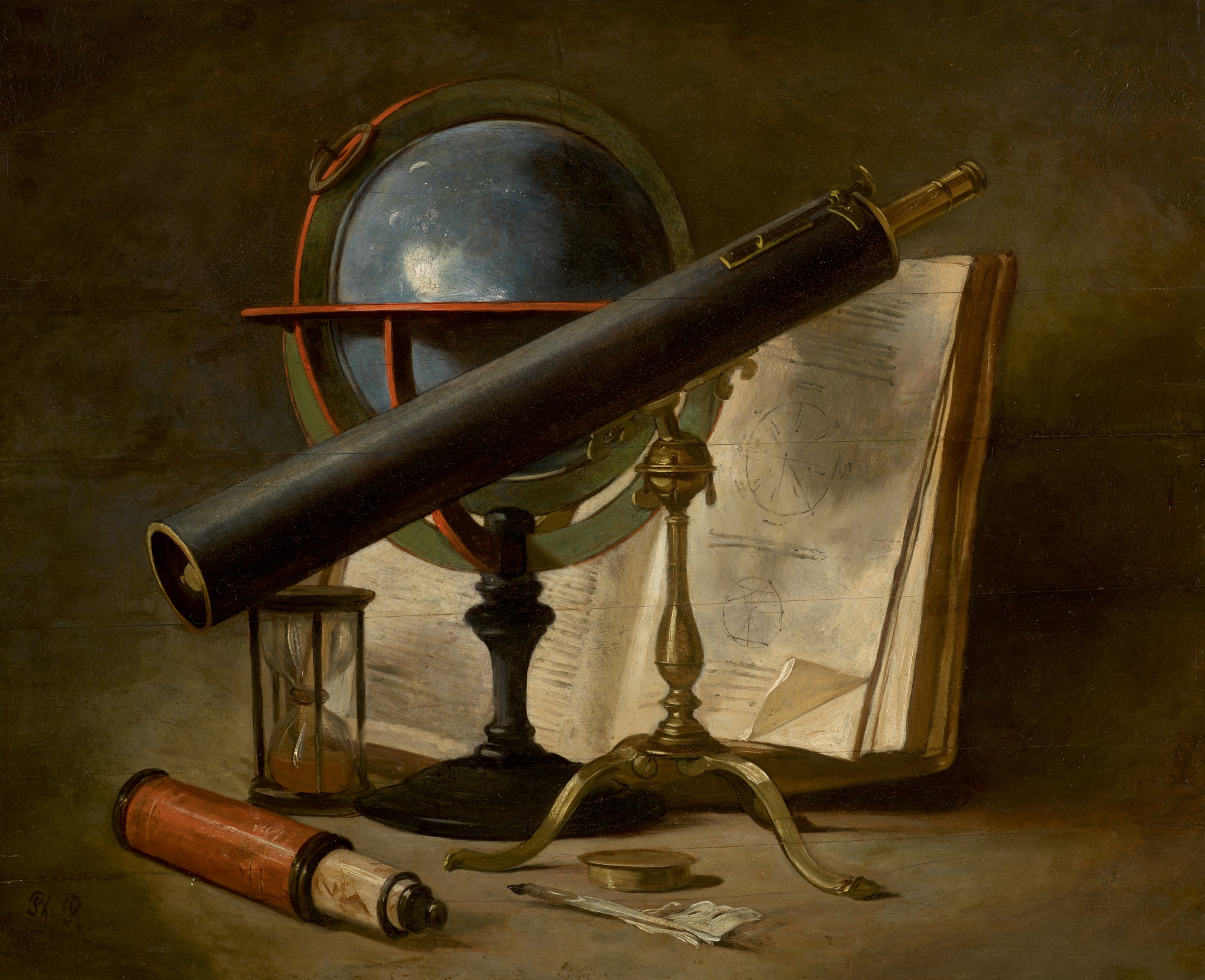 PHILIPPE ROUSSEAU | Still life with telescopes and an astrolabe, an ...