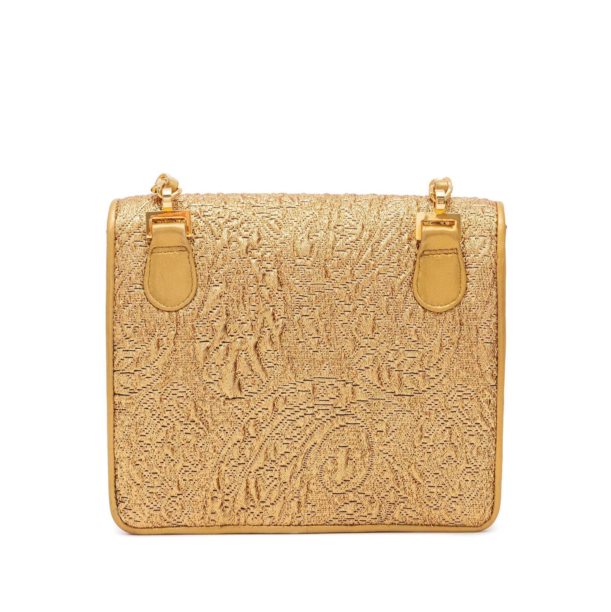Gold Brocade Textile and Lambskin Mini Half-Flap Gold Hardware, 1992 ...