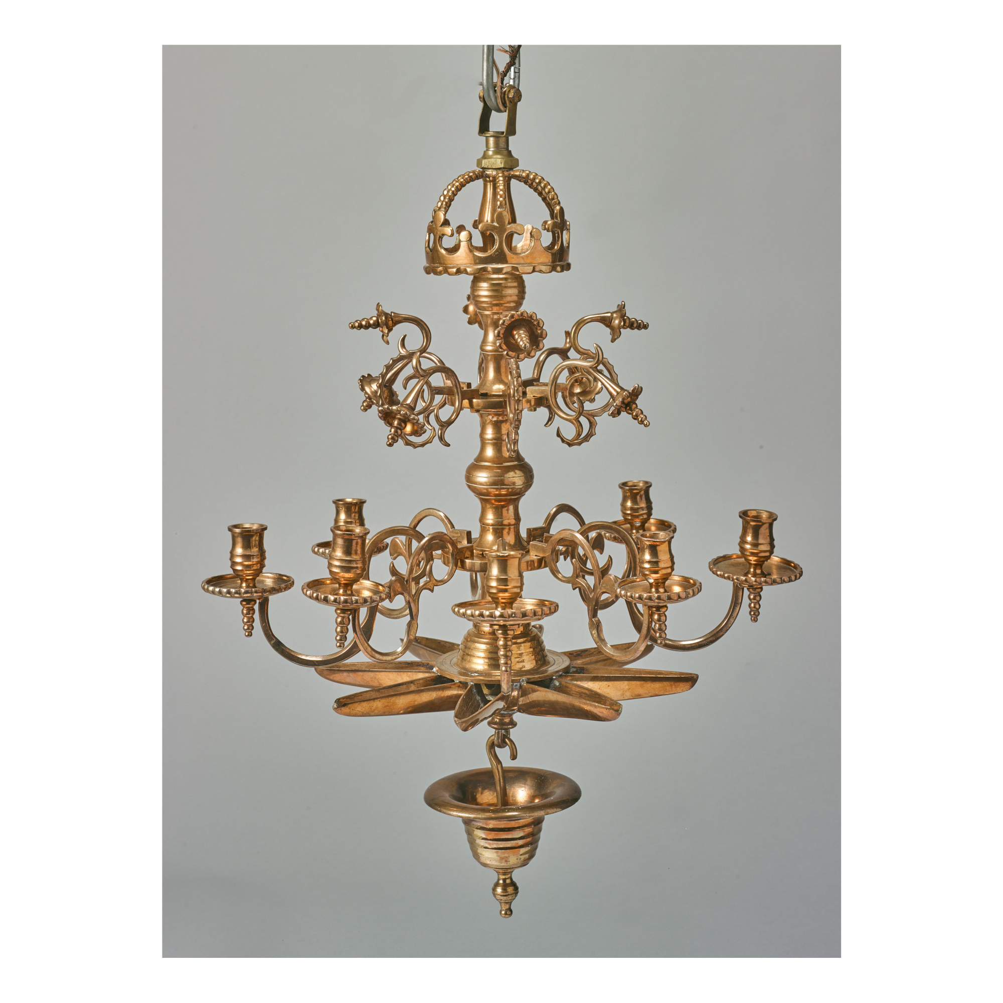A POLISH BRASS SABBATH HANGING LAMP FOR CANDLES OR OIL, LATE 19TH ...