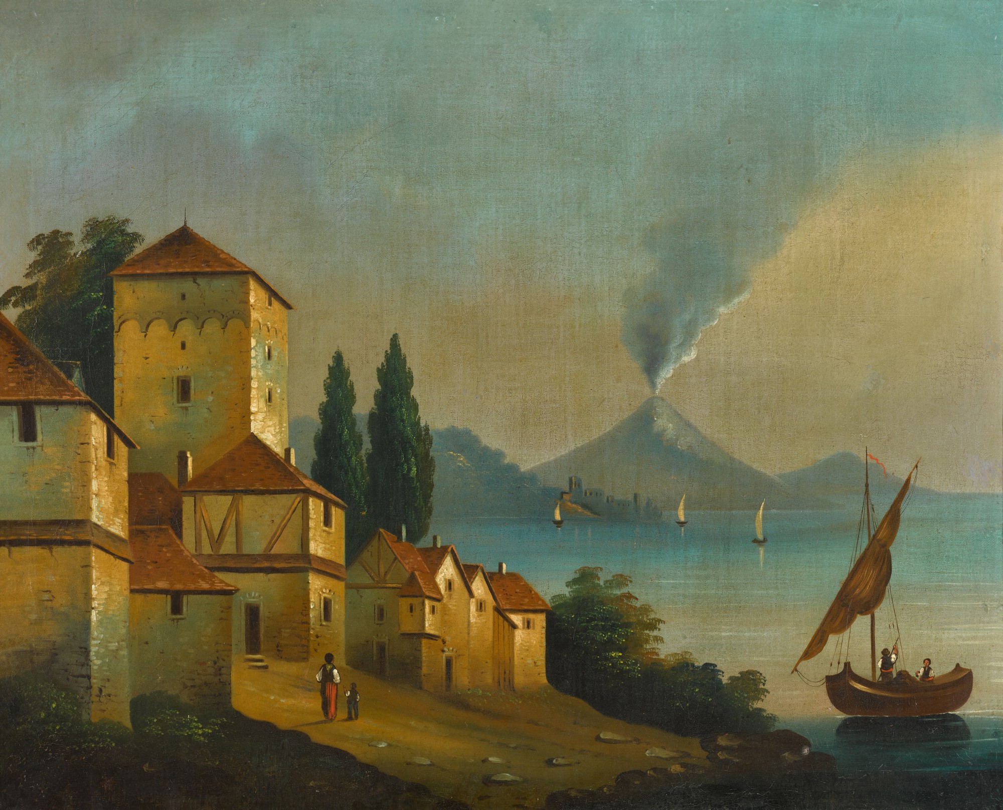 NEAPOLITAN SCHOOL, 19TH CENTURY | NAPLES: A VIEW OF VESUVIUS ERUPTING ...