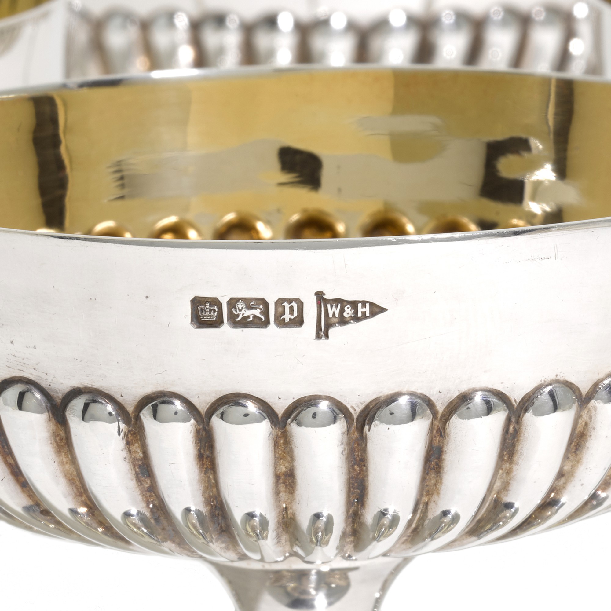 A SET OF SIX EDWARDIAN SILVER CHAMPAGNE COUPES, WALKER & HALL ...