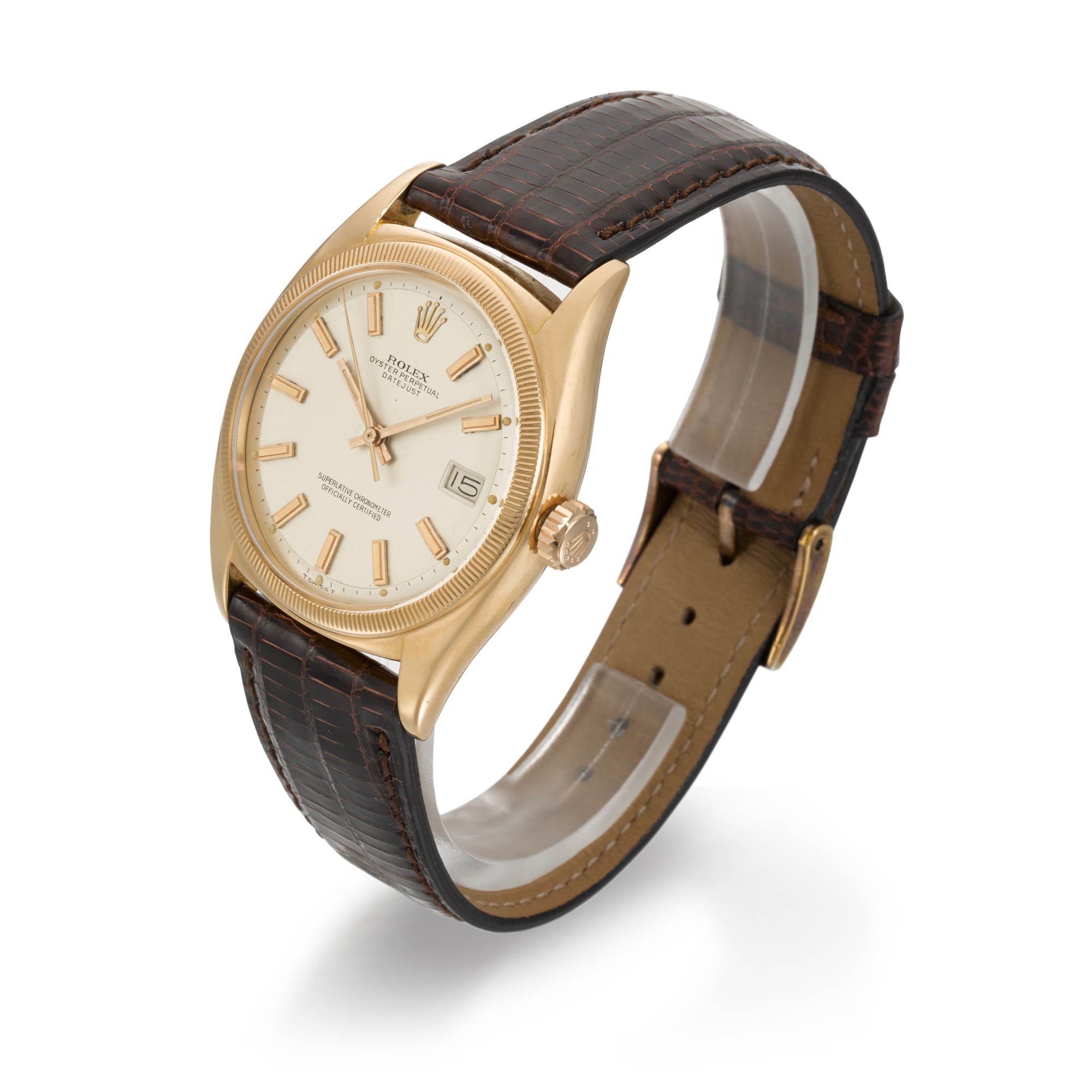 ROLEX | DATEJUST REF 6105, PINK GOLD AUTOMATIC CALENDAR WRISTWATCH ...