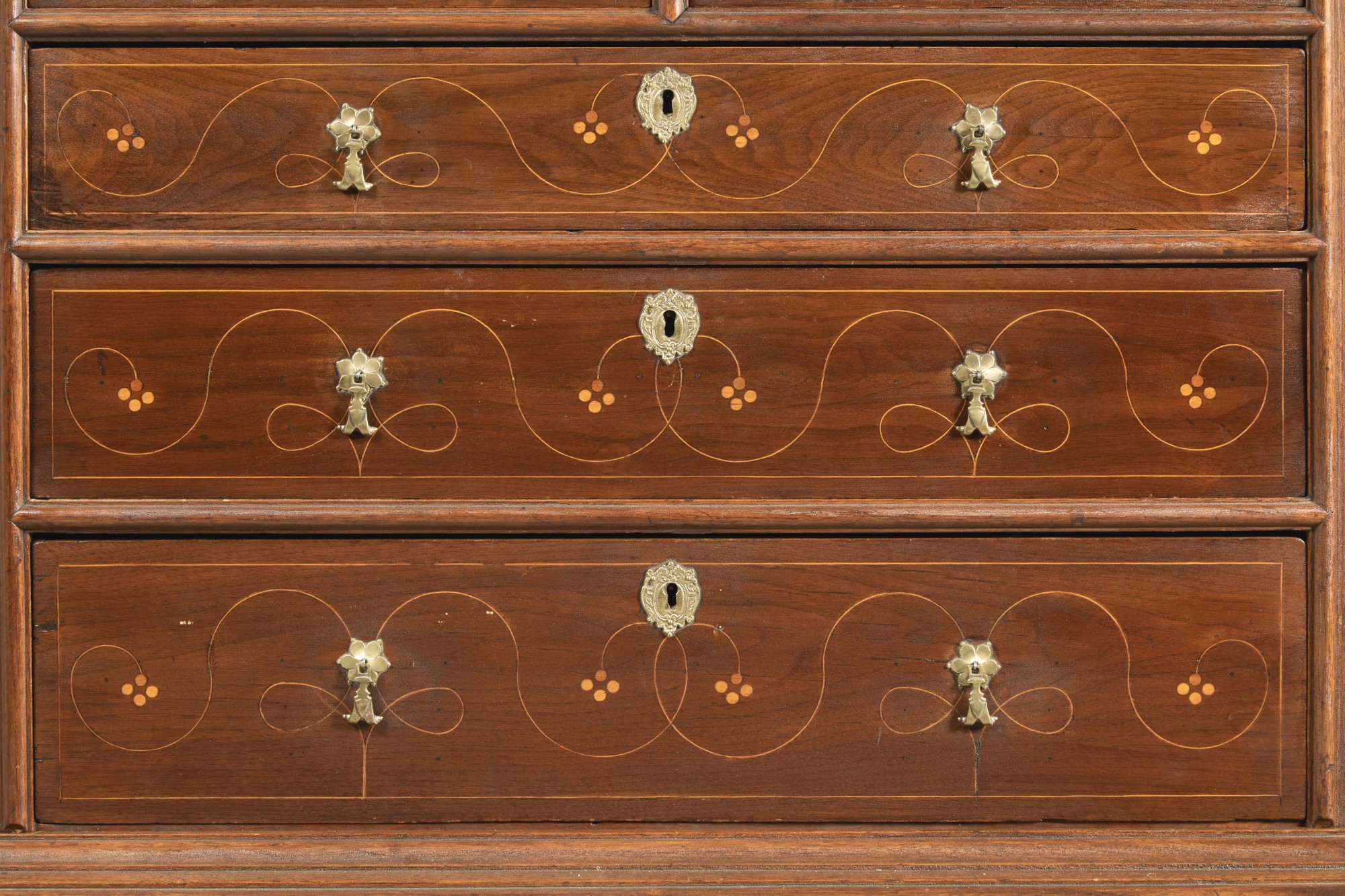 Very Rare William and Mary Line-and-Berry Inlaid Walnut High Chest of ...