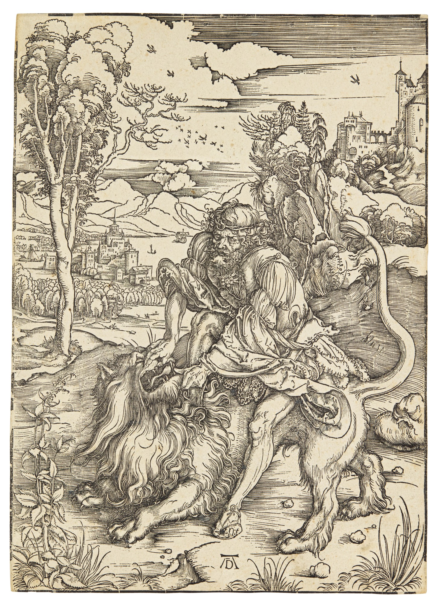 Samson Rending the Lion (B. 2; M., Holl. 107) | Old Master Prints ...