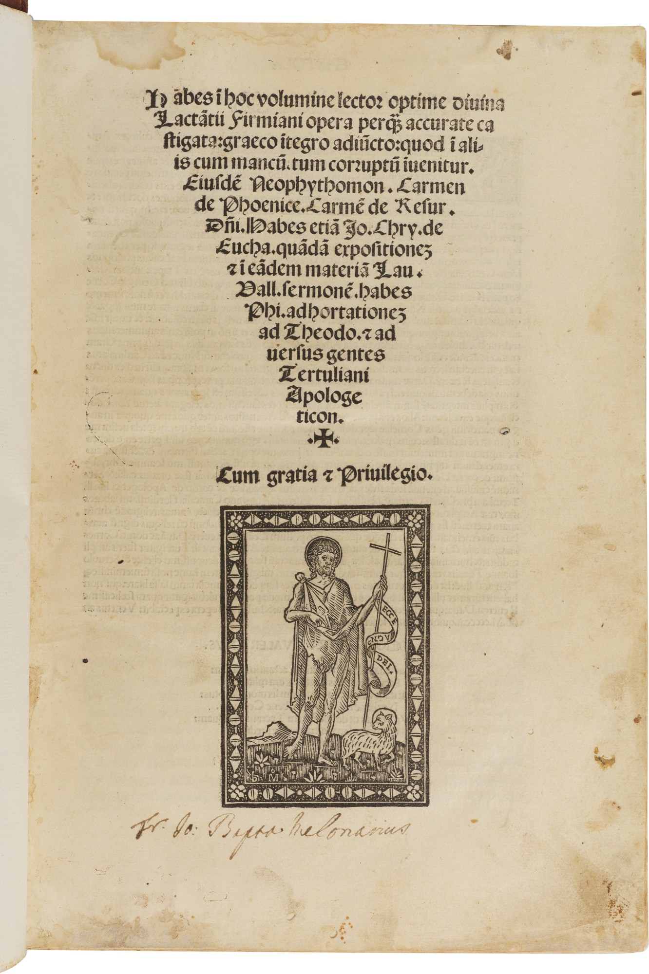 Lactantius, Opera, Venice, 1502, modern calf | Antiquarian Books ...