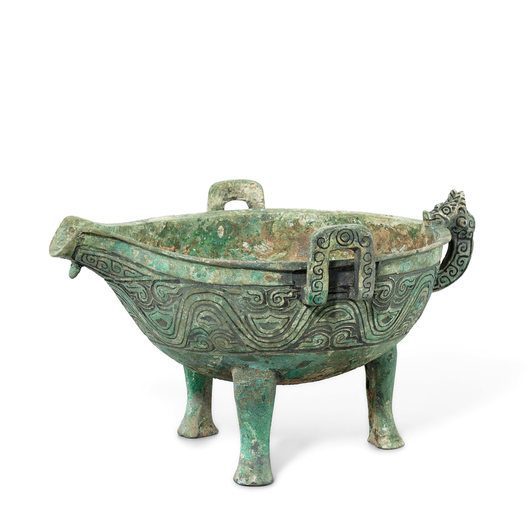 A rare and large archaic bronze ritual pouring vessel, Yi, Late Western ...