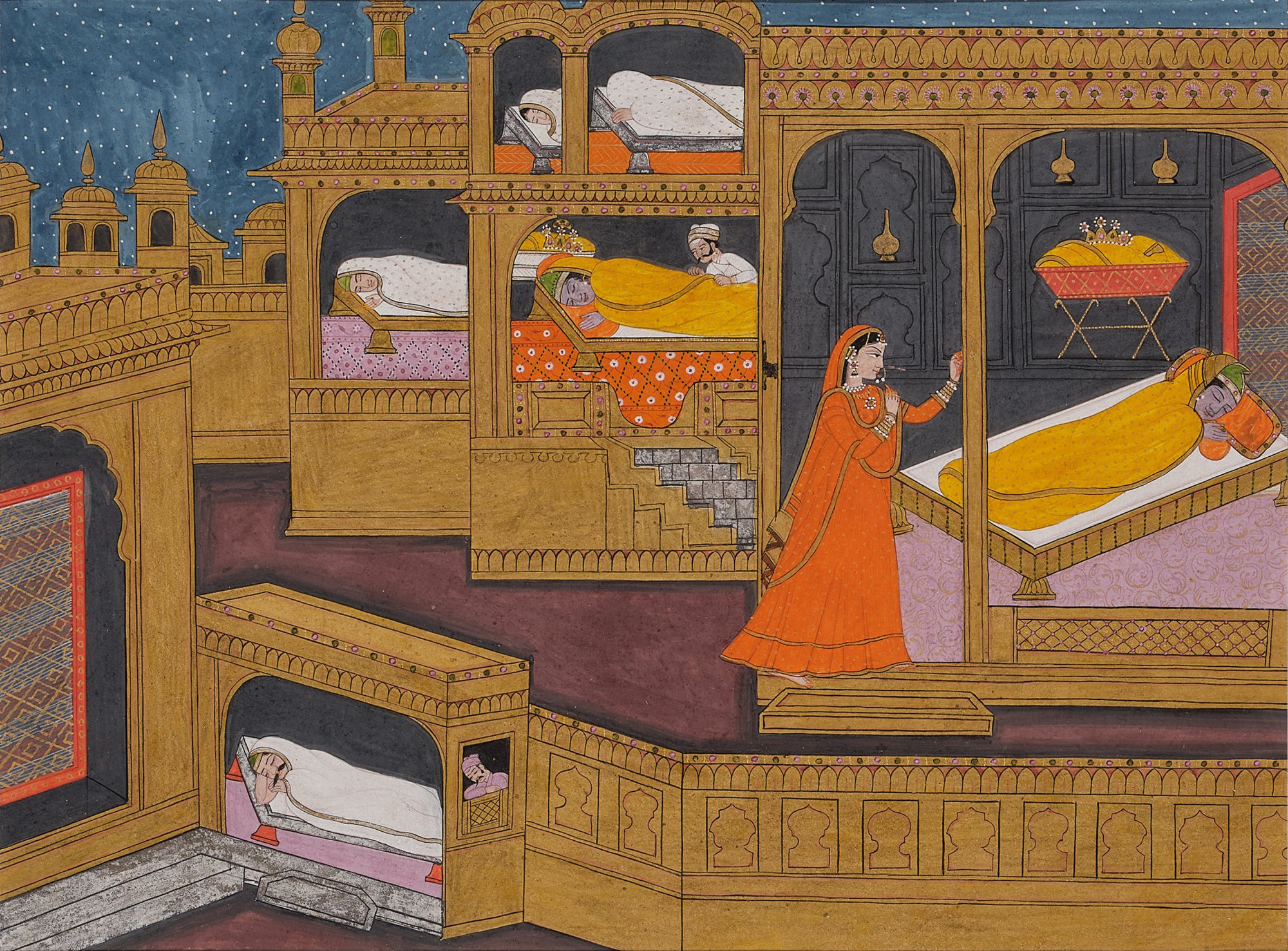 A folio from an Usha-Aniruddha romance series, Garwhal, circa 1840 ...