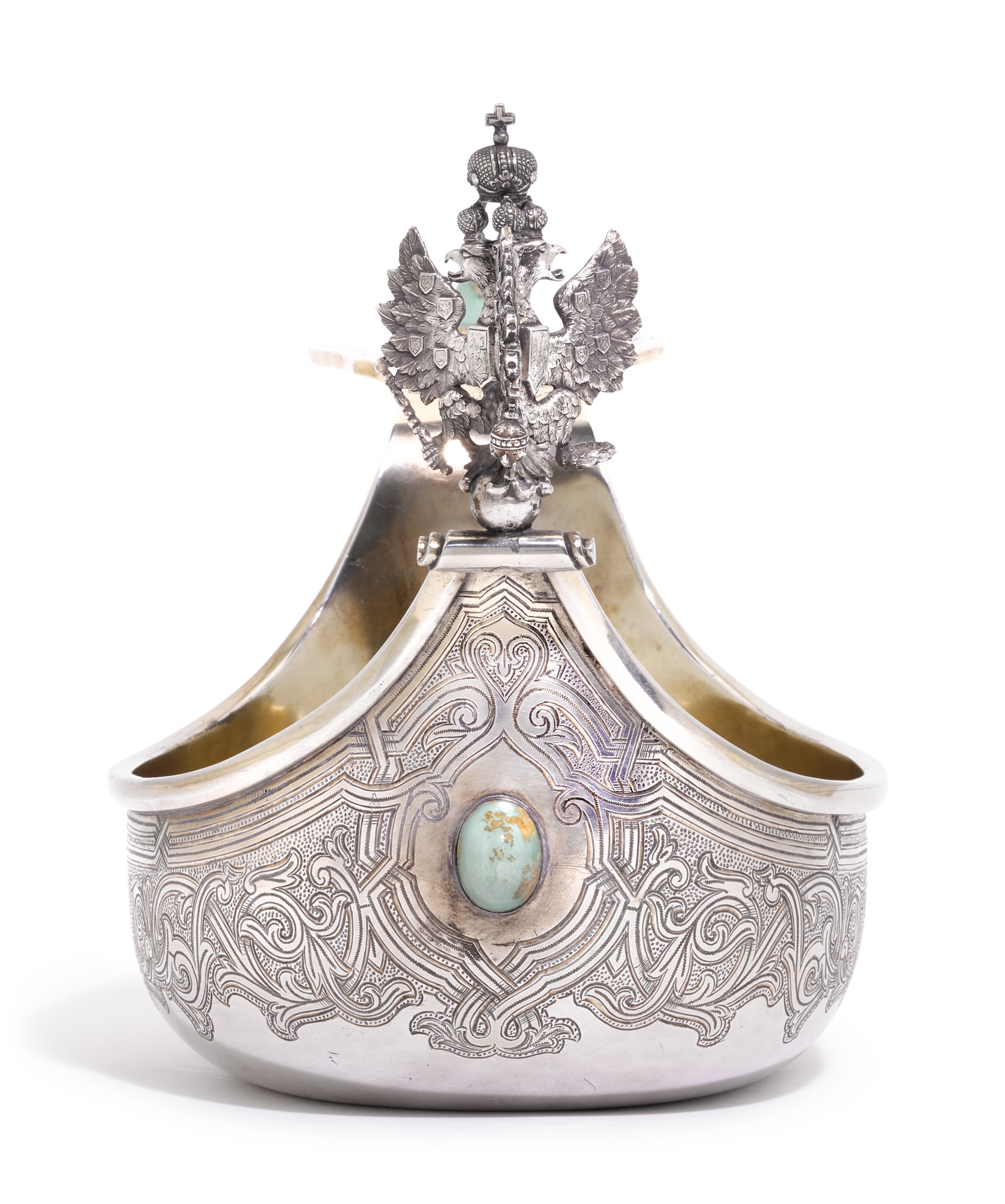 A Russian gem-set and silver-gilt kovsh, Grachev Brothers, St ...