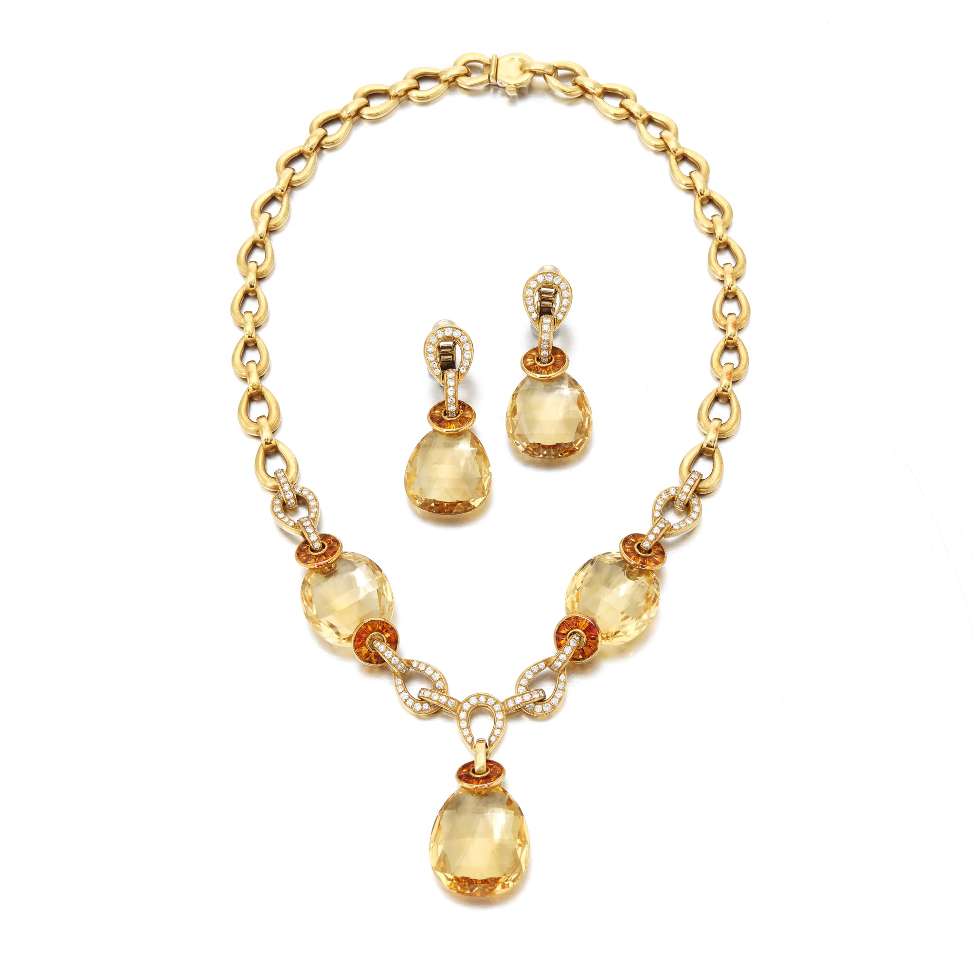 Citrine, topaz and diamond demi-parure (Demi-parure in citrini, topazi ...