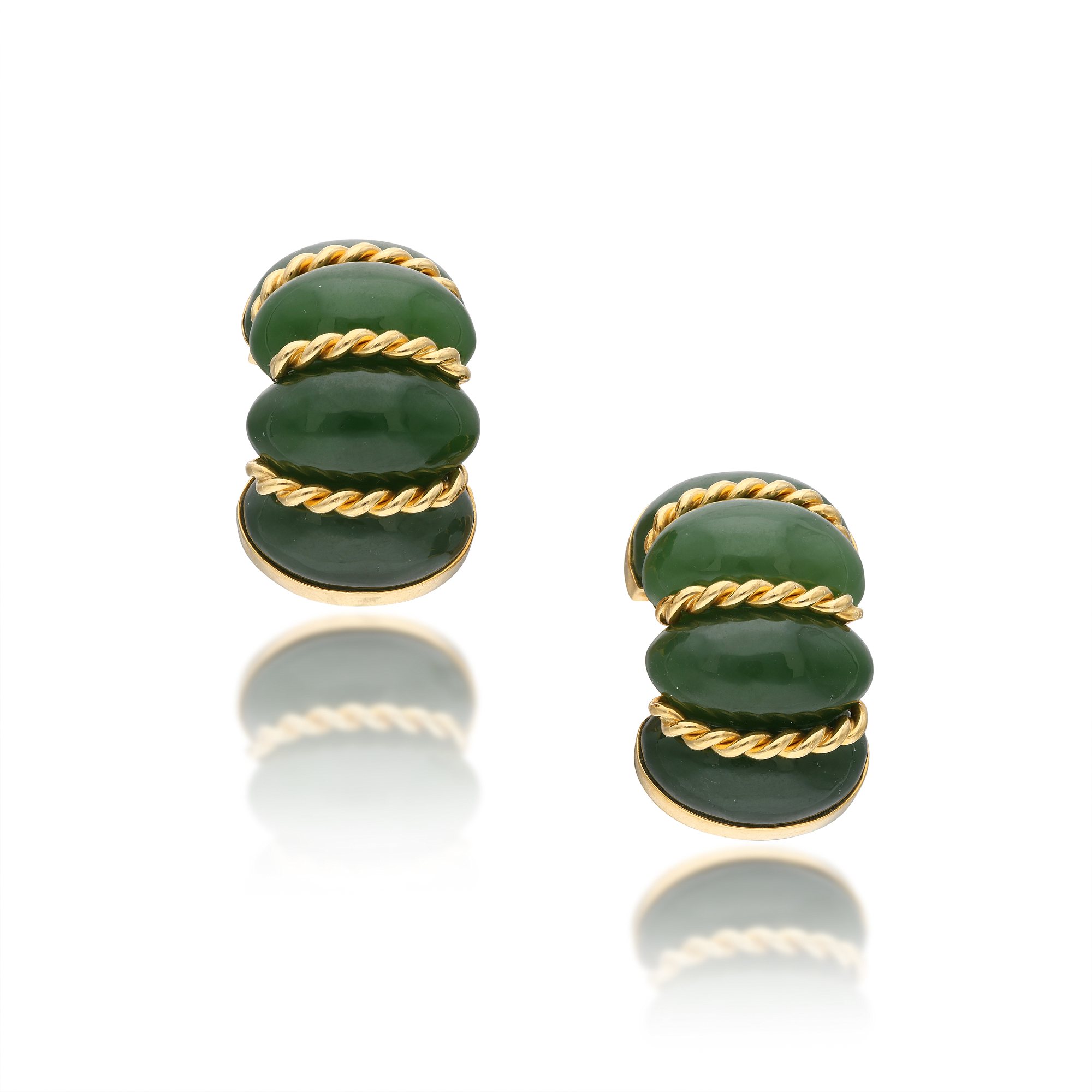 Seaman Schepps Vintage Gold And Nephrite Earclips Available For ...