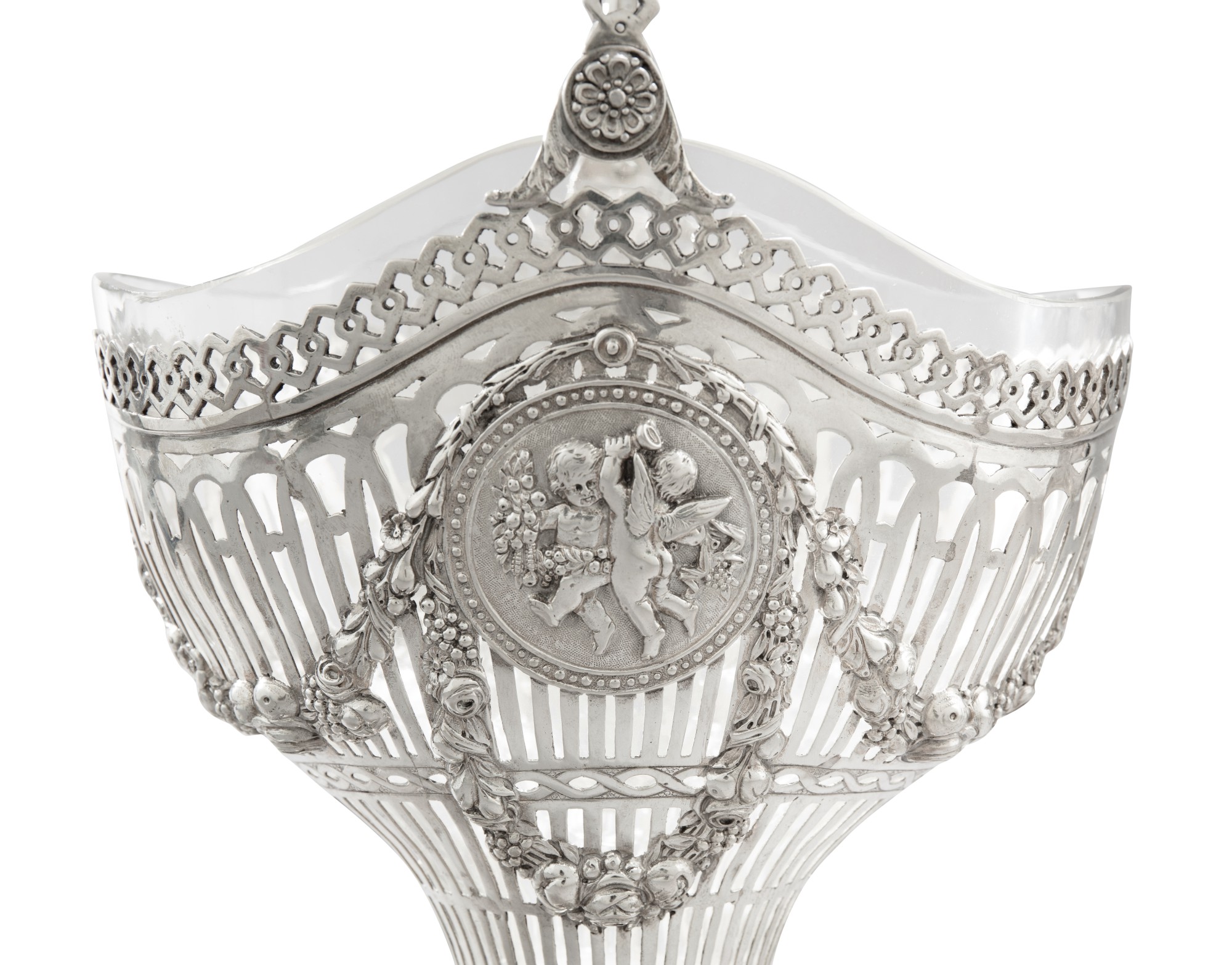 A pair of German silver baskets with glass liners, Henzler Ferdinand C ...