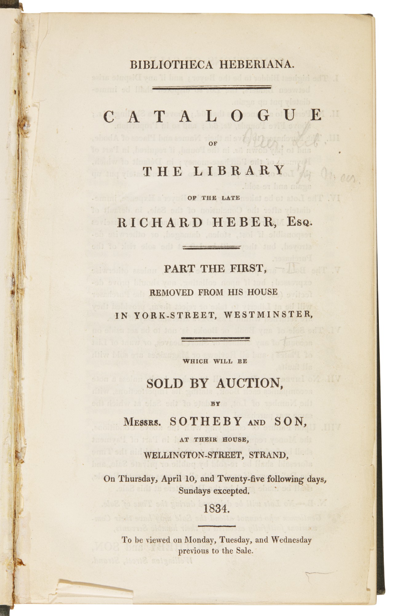 HEBER | Bibliotheca Heberiana, Catalogue of The Library of the Late ...