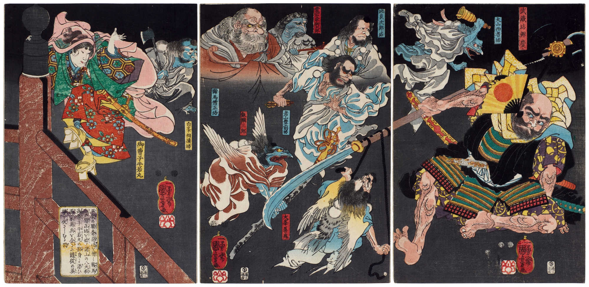 Utagawa Kuniyoshi (1797–1861) | Ushiwakamaru, with the Help of the ...