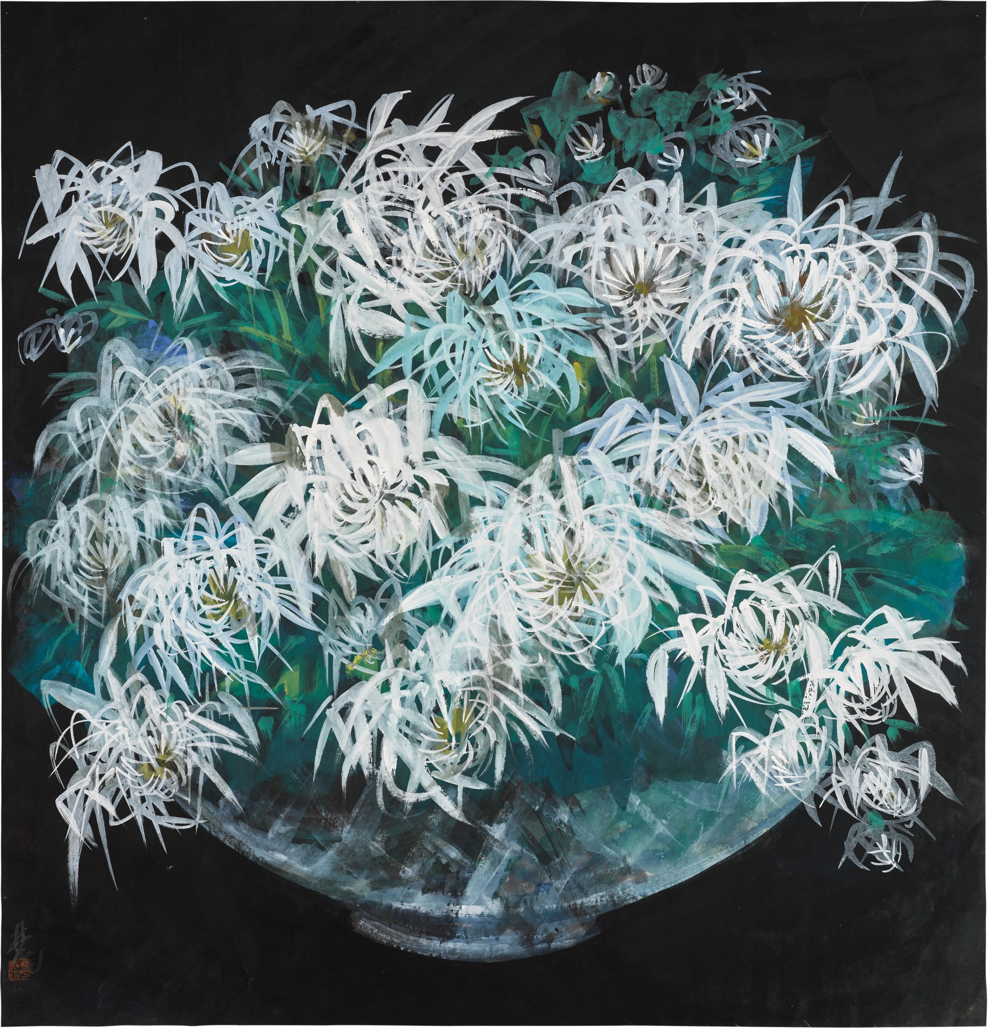 Lin Fengmian (1900 - 1991) Chrysanthemum Flowers in a Vase | 林風眠 (1900 ...