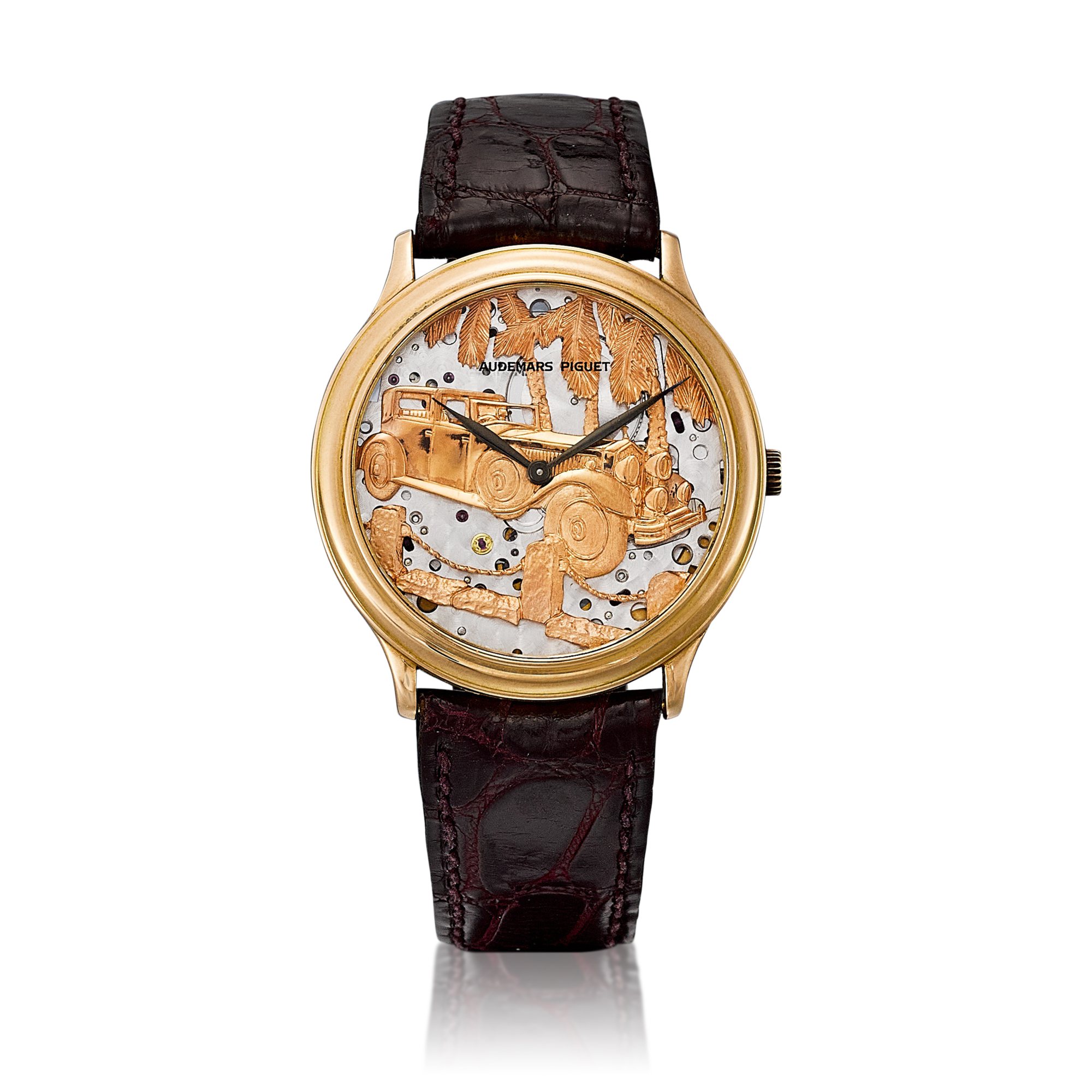 "Rolls Royce Phantom II" | A pink gold semi-skeletonised wristwatch ...