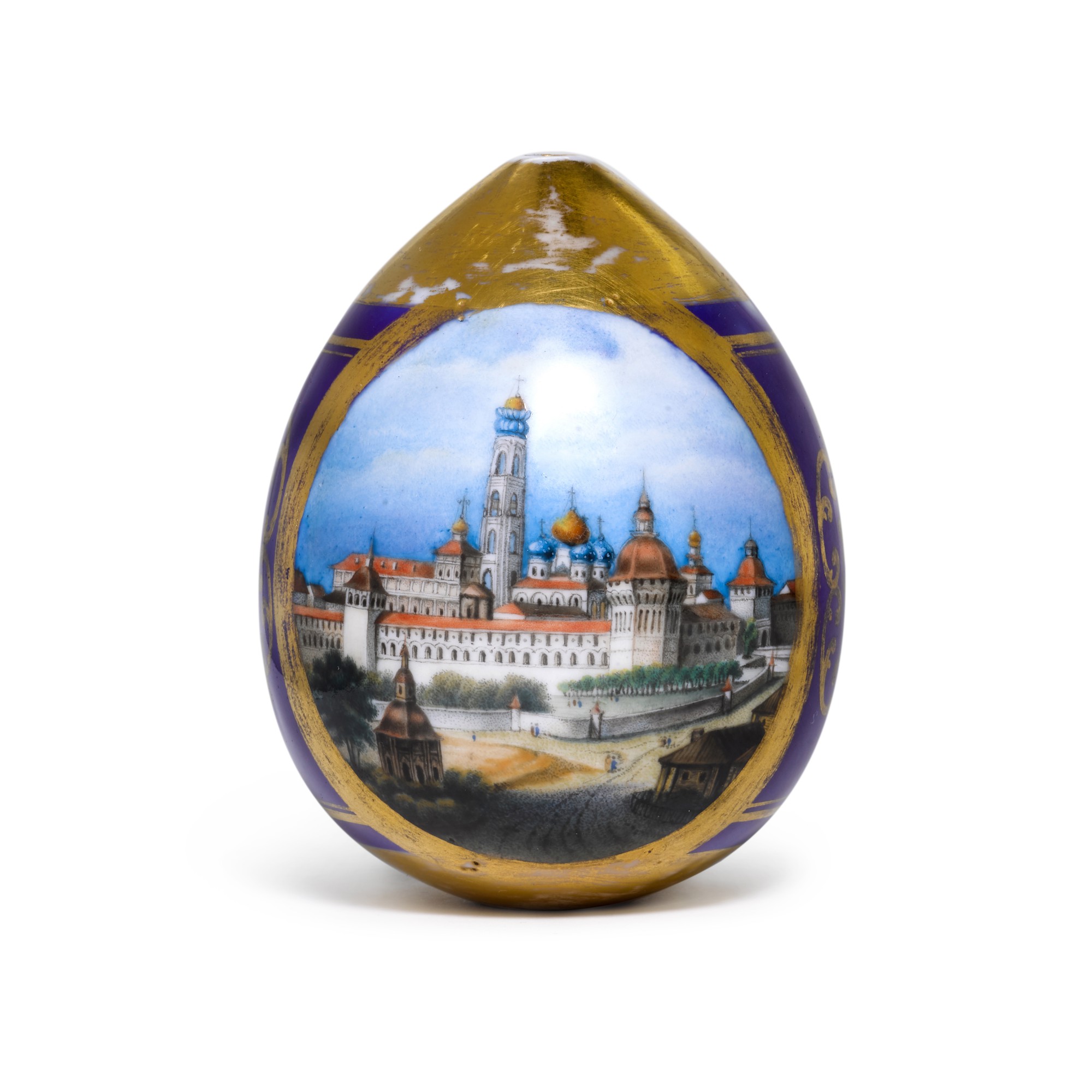 TWO PORCELAIN EASTER EGGS WITH PAINTED SCENES, IMPERIAL PORCELAIN ...