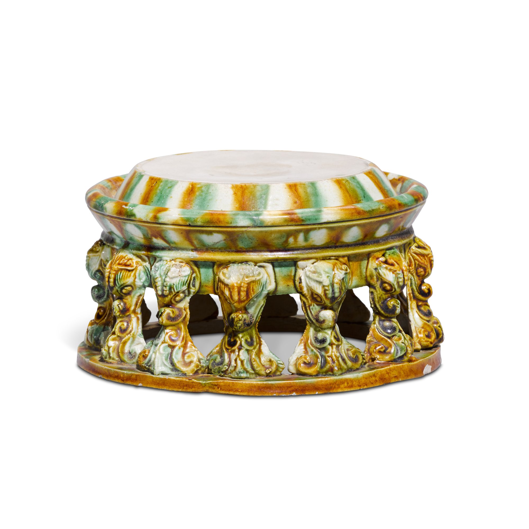 A rare sancai-glazed pedestal inkstone, Tang dynasty | 唐 三彩獸足硯 ...