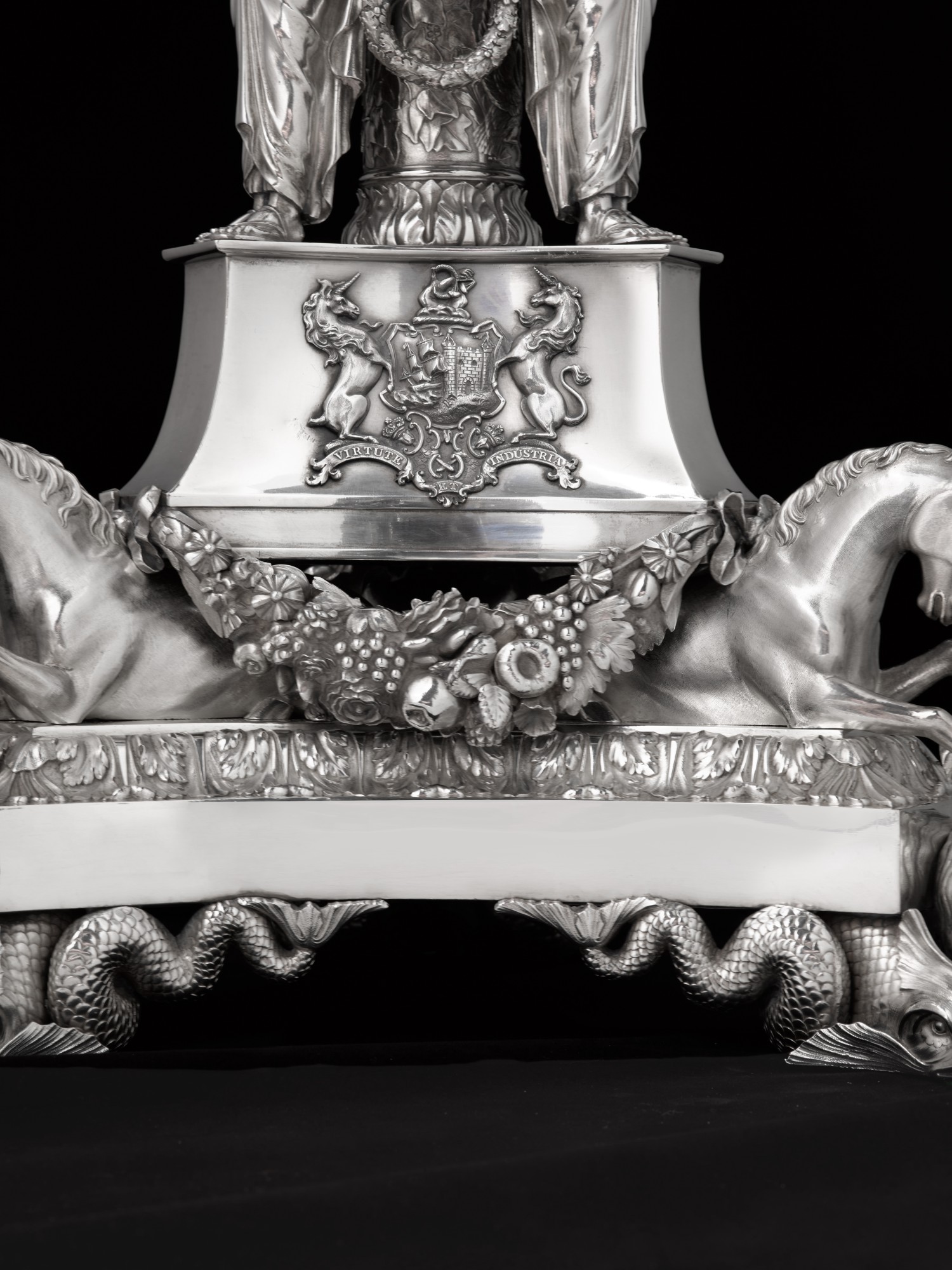 A Regency silver presentation three-light candelabrum centrepiece, Paul ...