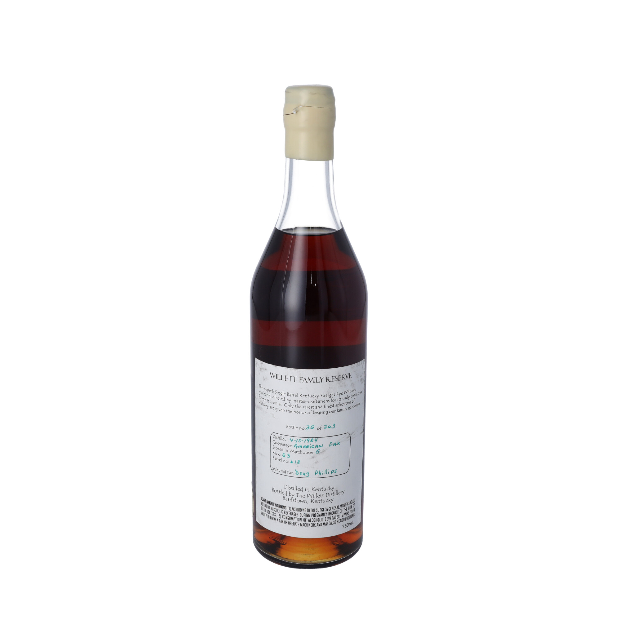 Willett Family Reserve 22 Year Old Single Barrel Rye #618 136.7 proof ...