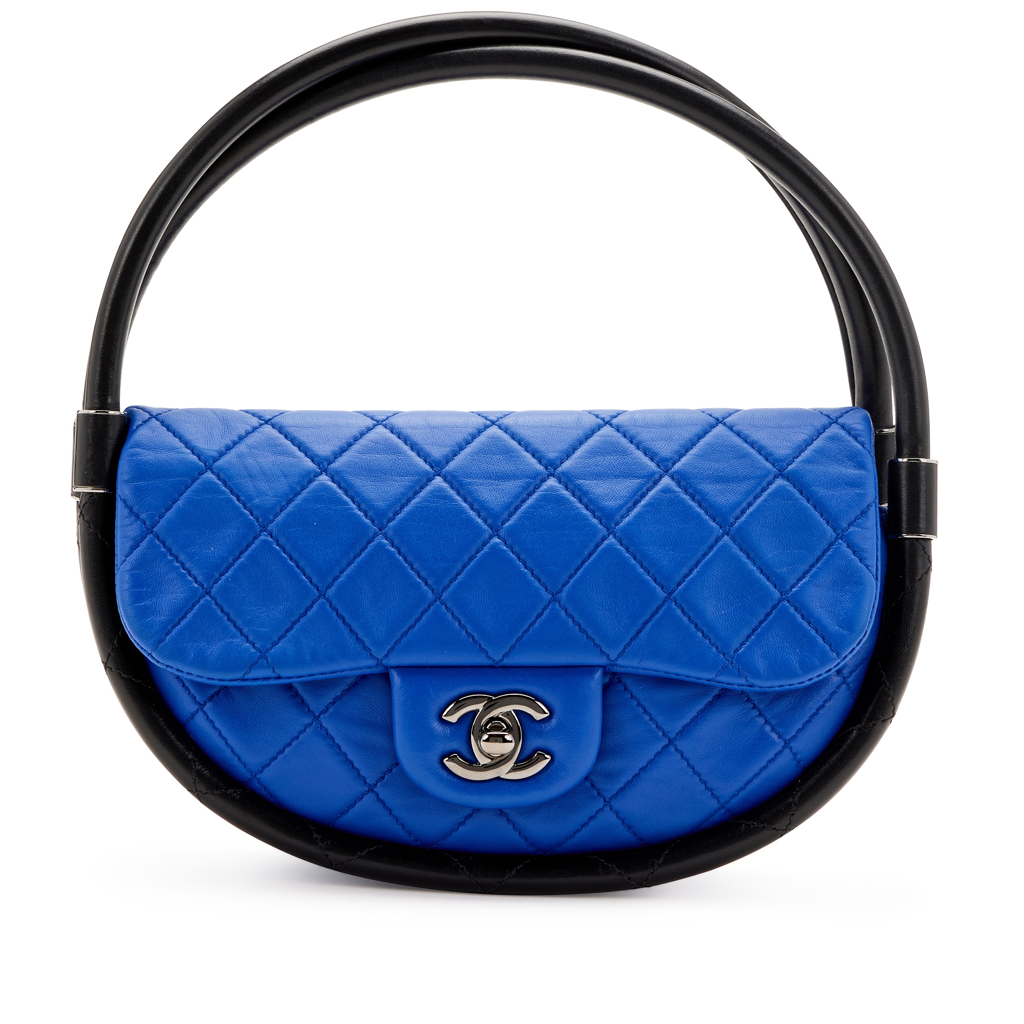 Chanel Cobalt And Black Quilted Aged Lambskin Mini Hula Bag Ruthenium ...