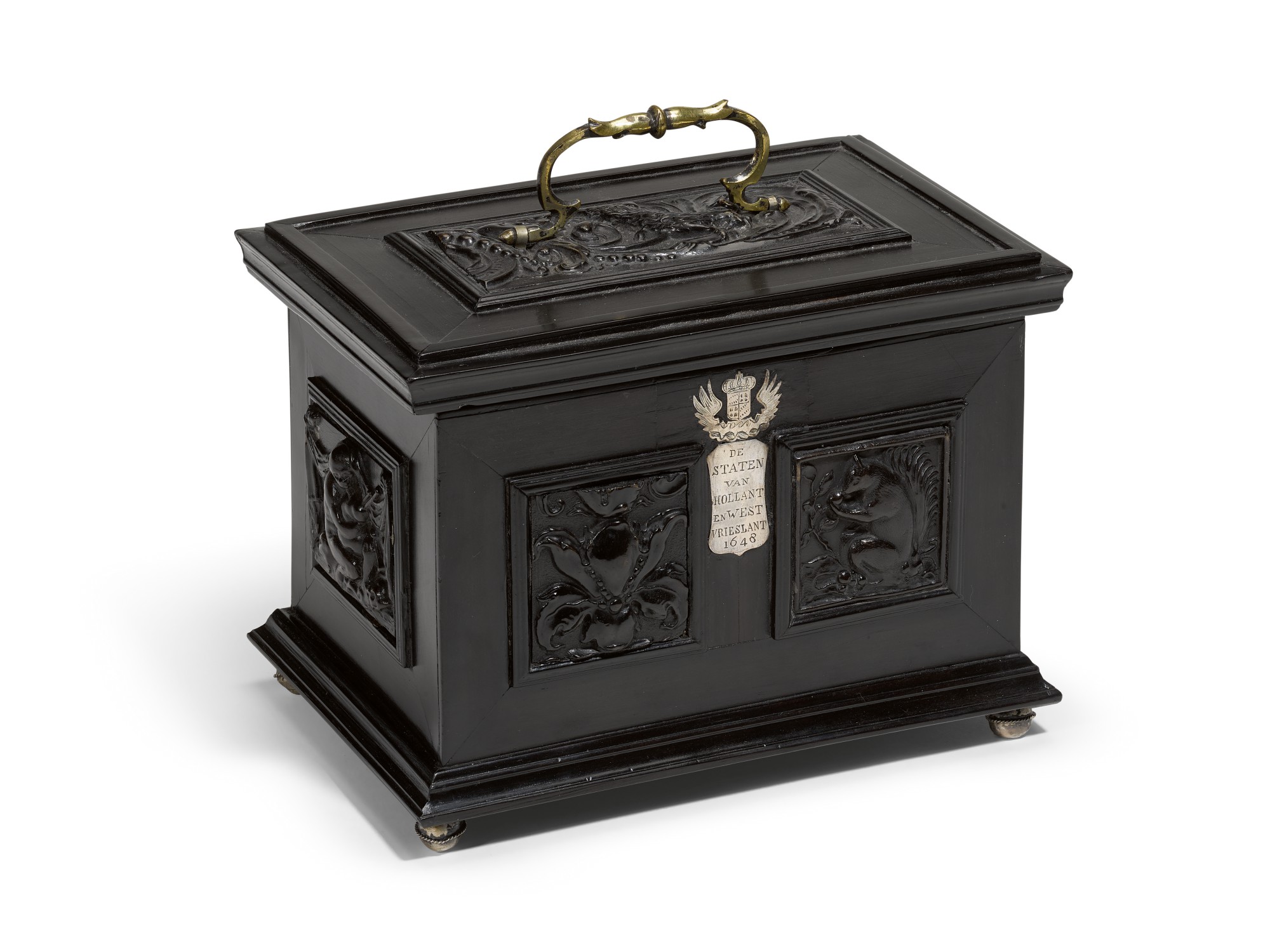 A Dutch ebony and pressed baleen casket, Amsterdam, mid-17th century ...