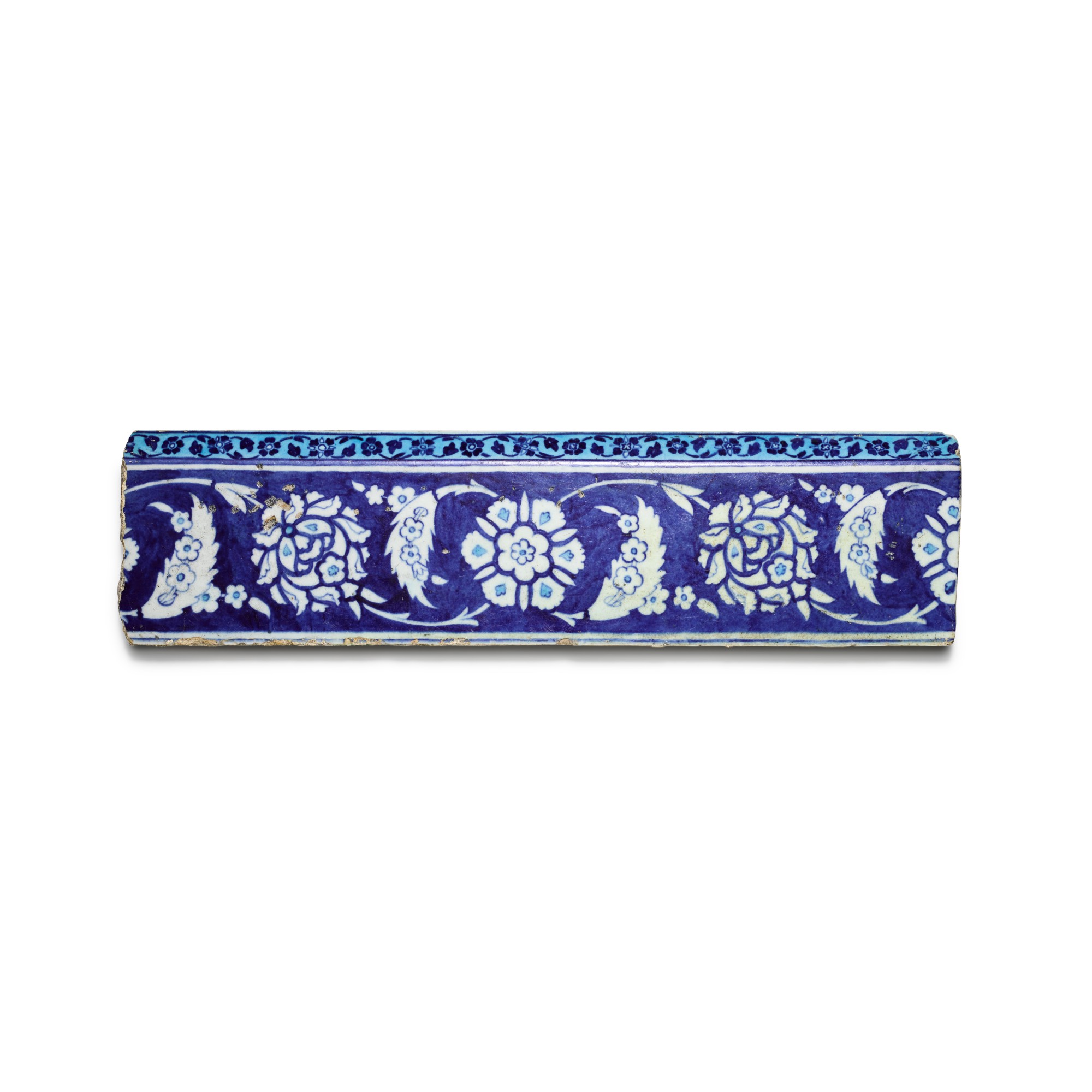 An Iznik pottery border tile with blue ground, Turkey, circa 1540-45 ...