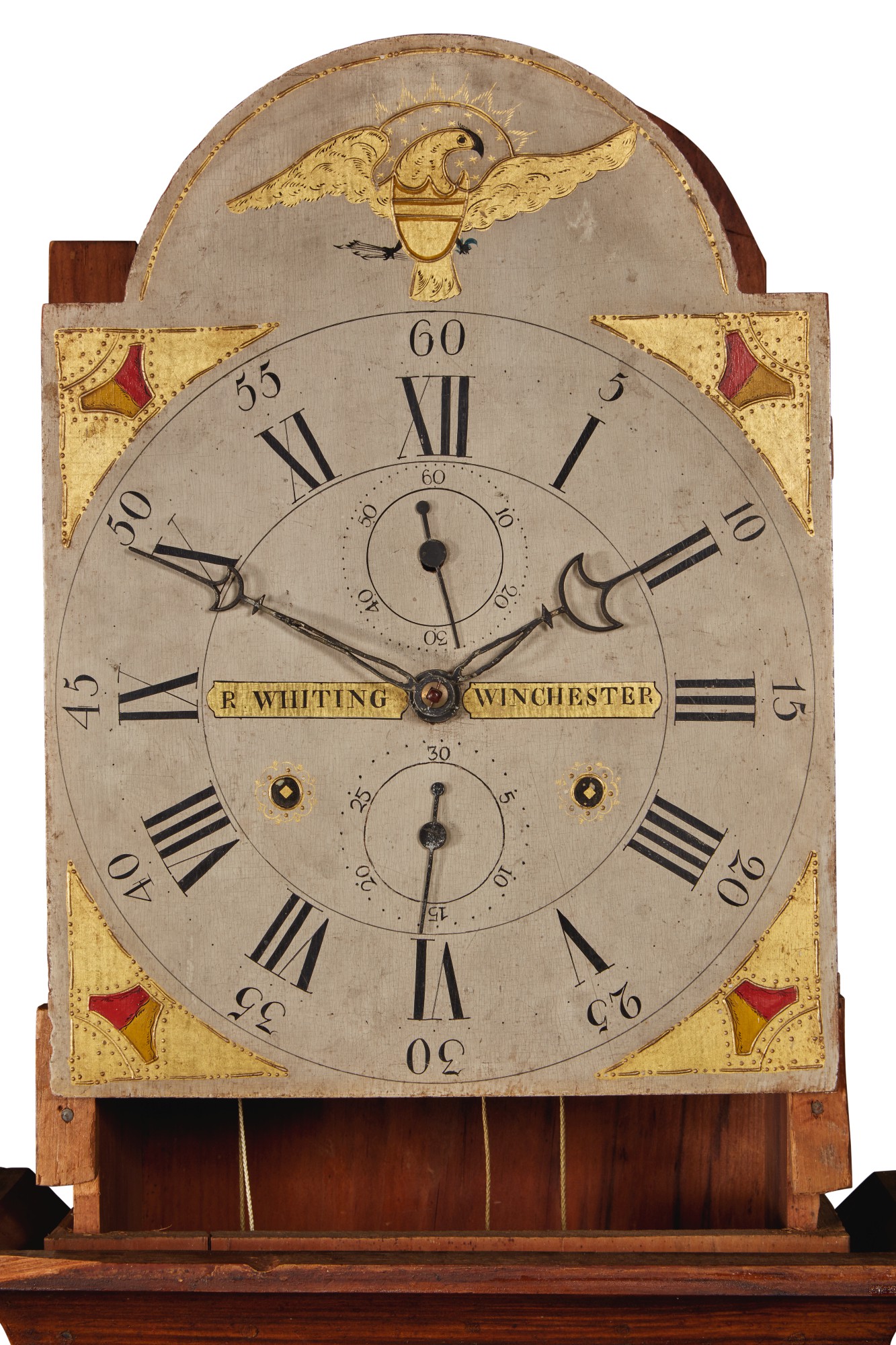 Federal Paint-Decorated Pine Tall Case Clock, Works by Riley Whiting ...