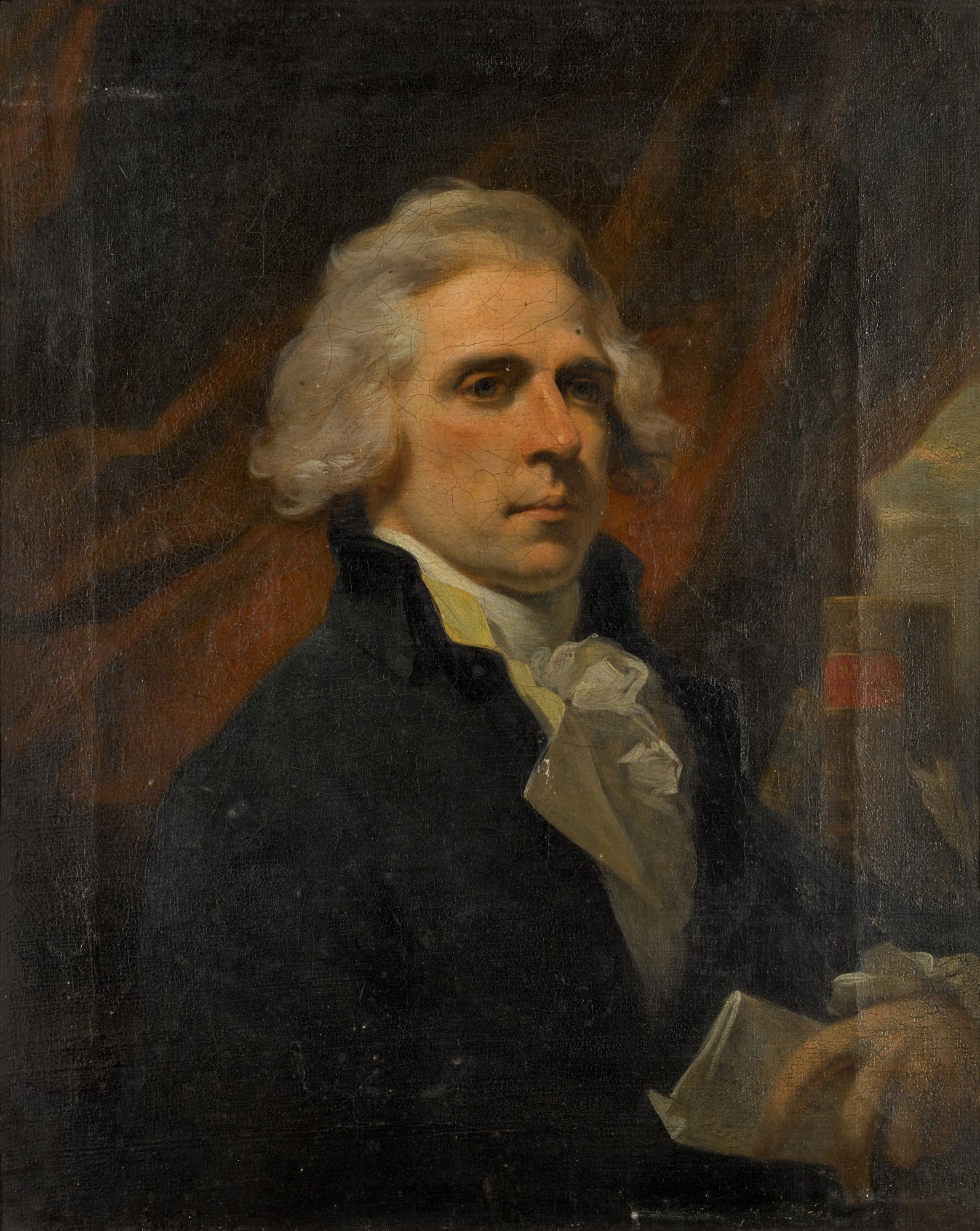 Portrait of John Christian Curwen (1756-1828), half length, holding a ...