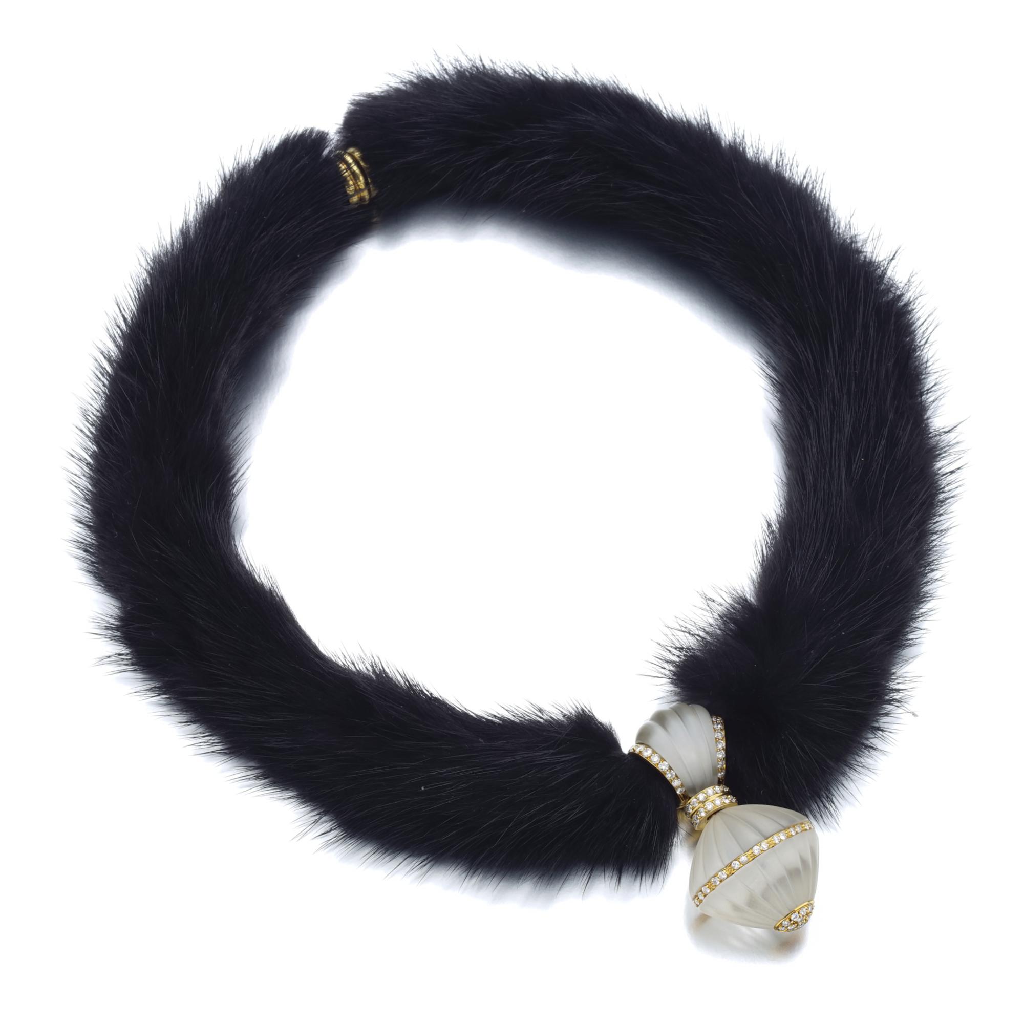 ROCK CRYSTAL, DIAMOND AND MINK FUR NECKLACE, FRED | Fine Jewels ...