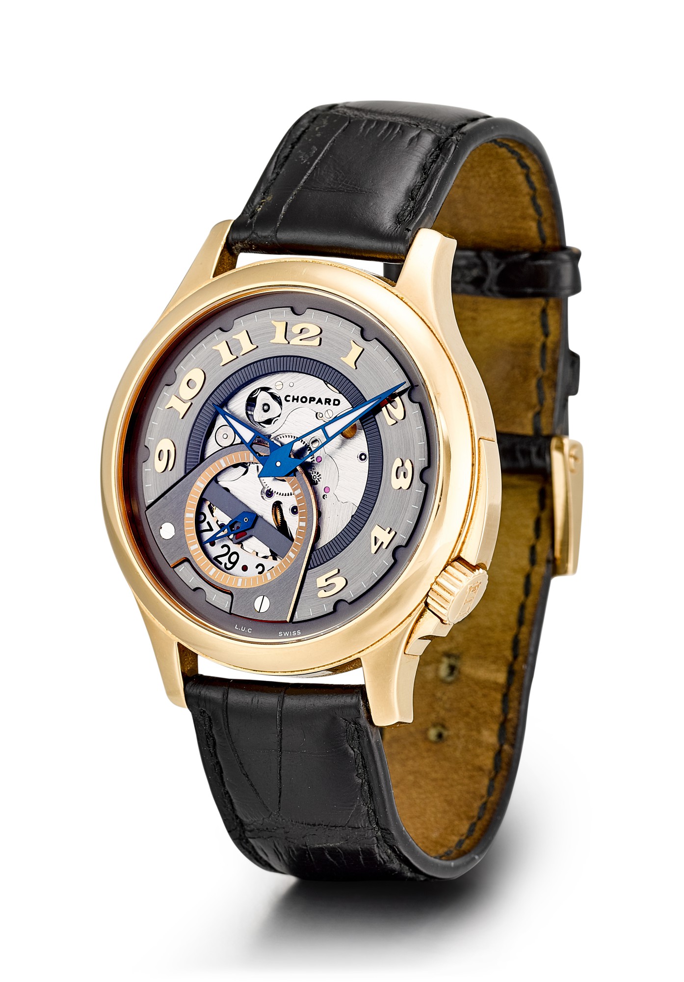 CHOPARD | A LIMITED EDITION PINK GOLD SEMI-SKELETONISED WRISTWATCH WITH ...