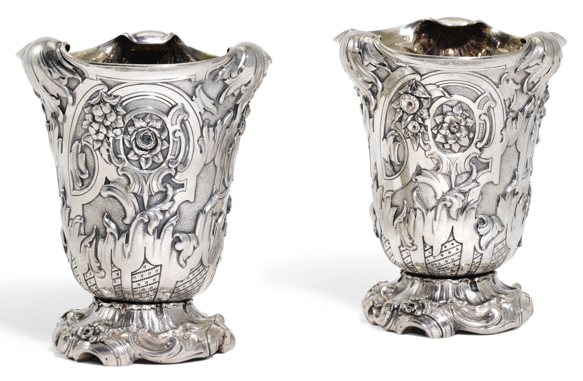 ROYAL. A PAIR OF GERMAN SILVER BEAKERS, UNMARKED, PROBABLY BERLIN ...