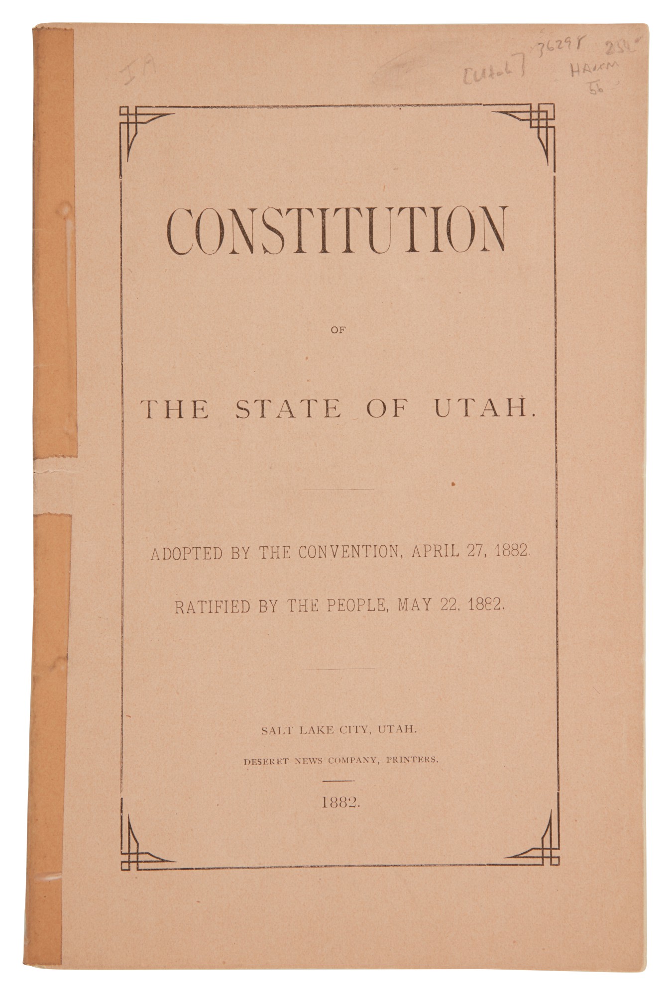 Utah | The Utah State Constitution, as ratified in 1882 | Making Our ...