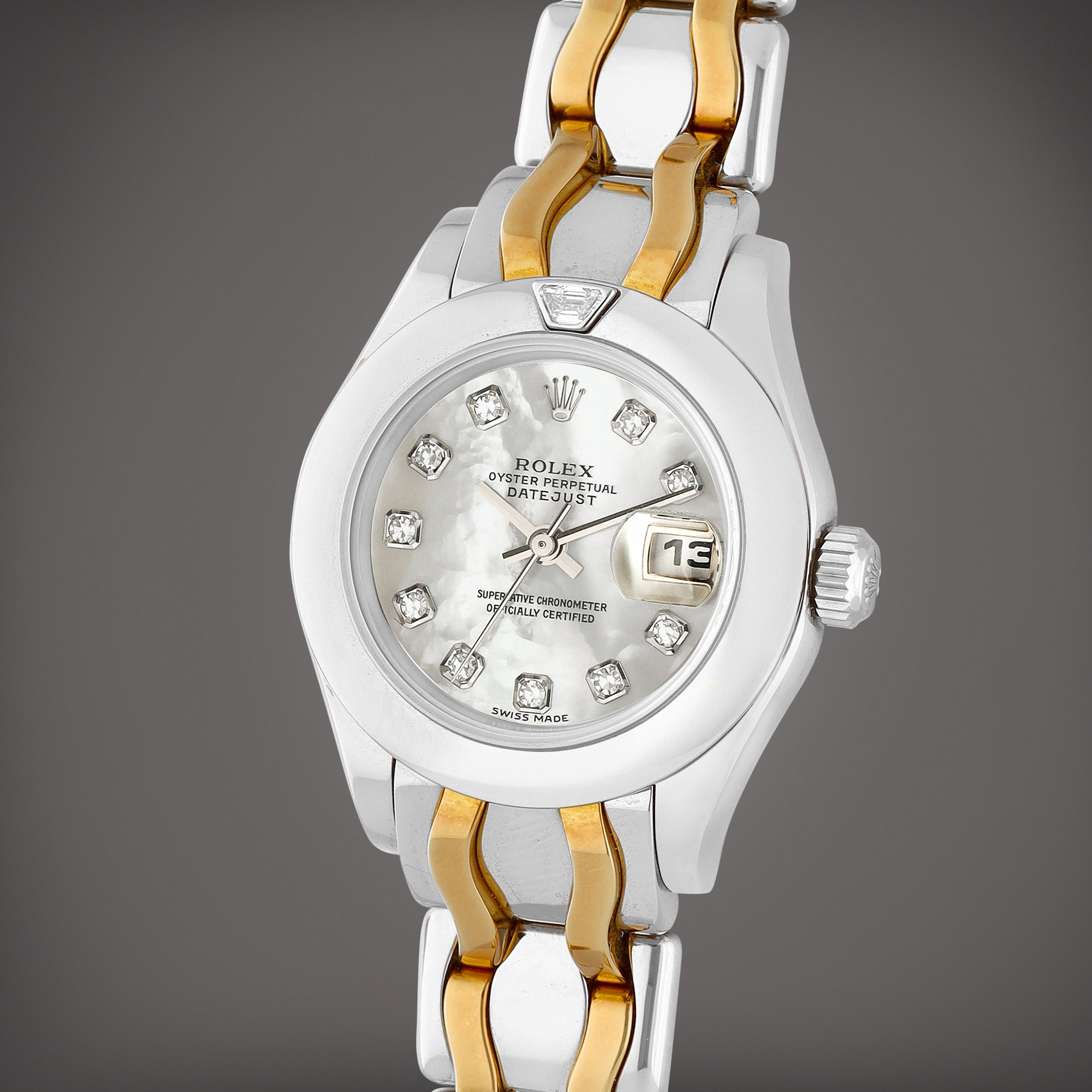 DateJust Pearlmaster, Reference 69329 A two colour gold and diamond-set ...