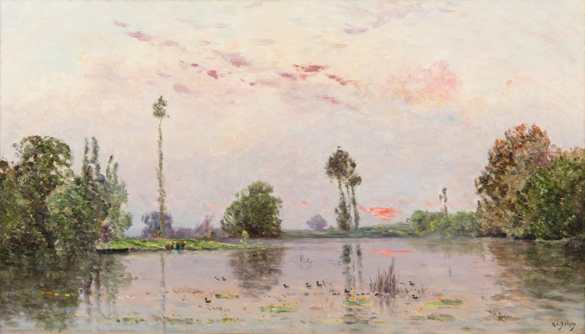 HIPPOLYTE-CAMILLE DELPY | THE POND AT DUSK | Tableaux Dessins ...