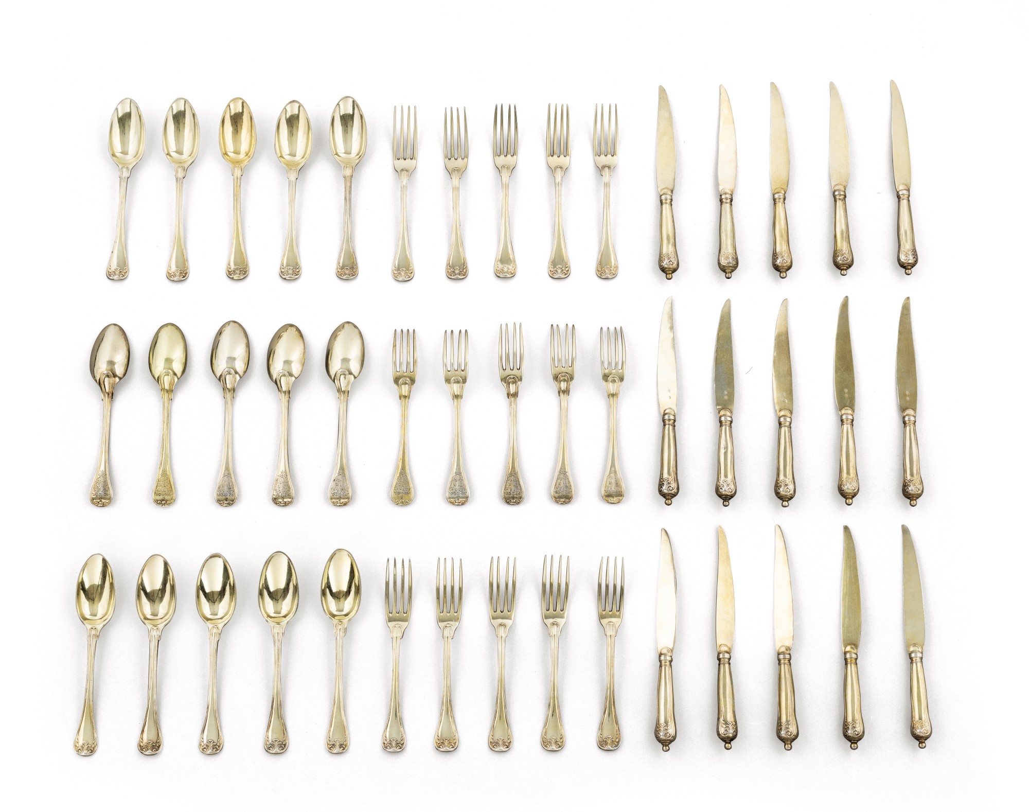 An Italian silver-gilt dessert flatware service, Luigi Valadier, Rome ...