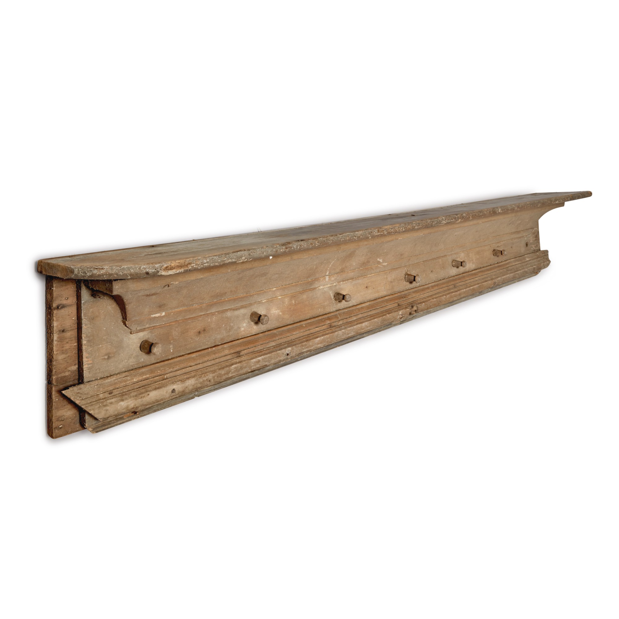Chippendale Grain-Paint Decorated Poplar Hanging Shelf and Peg Board ...