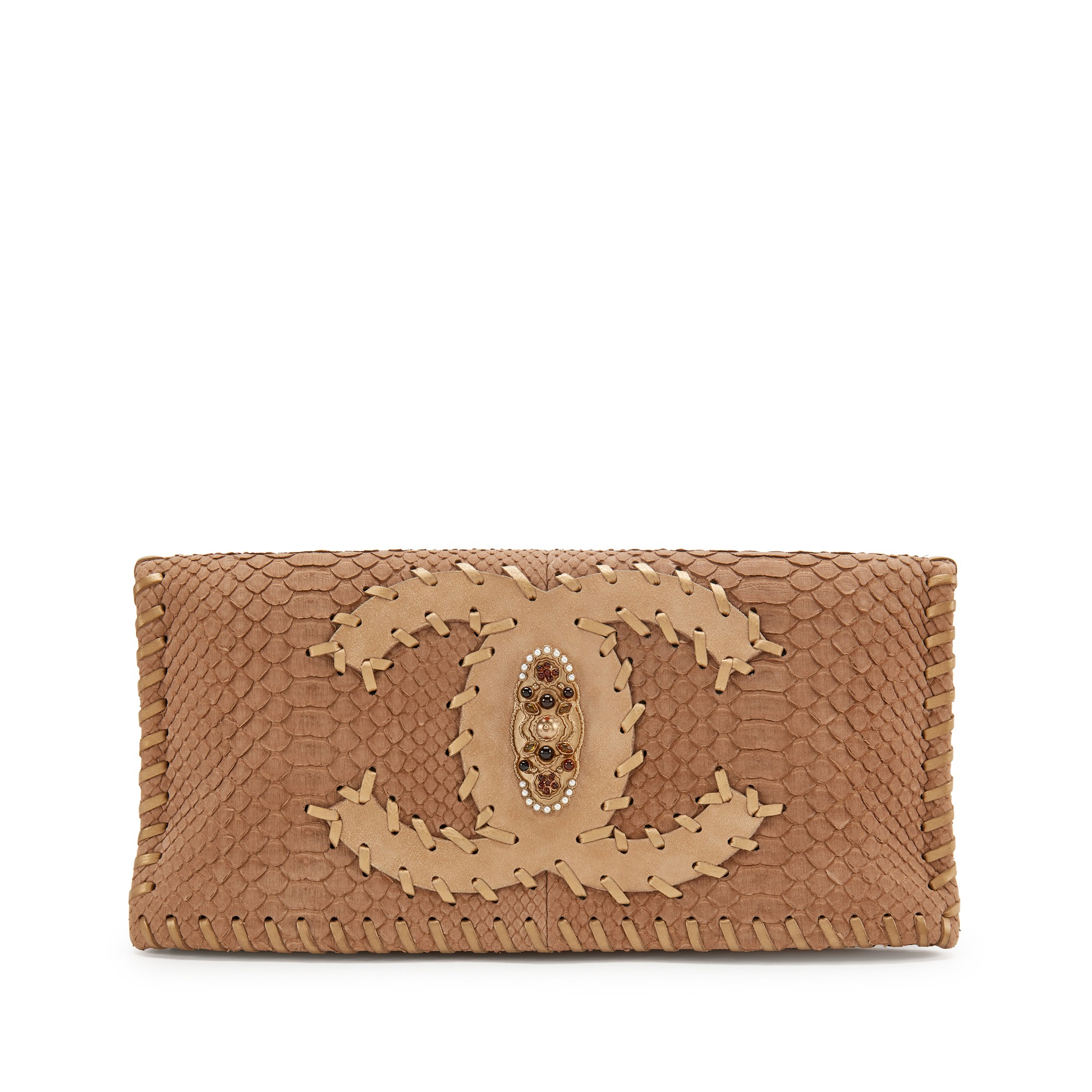 Tan Python CC Foldable Clutch Brass Hardware, 2010-2011 | Handbags ...
