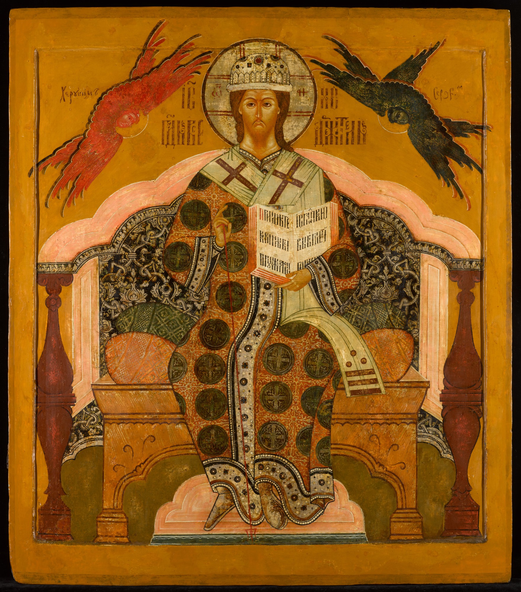 A large icon with Christ enthroned as High Priest, Russia, Kostroma ...