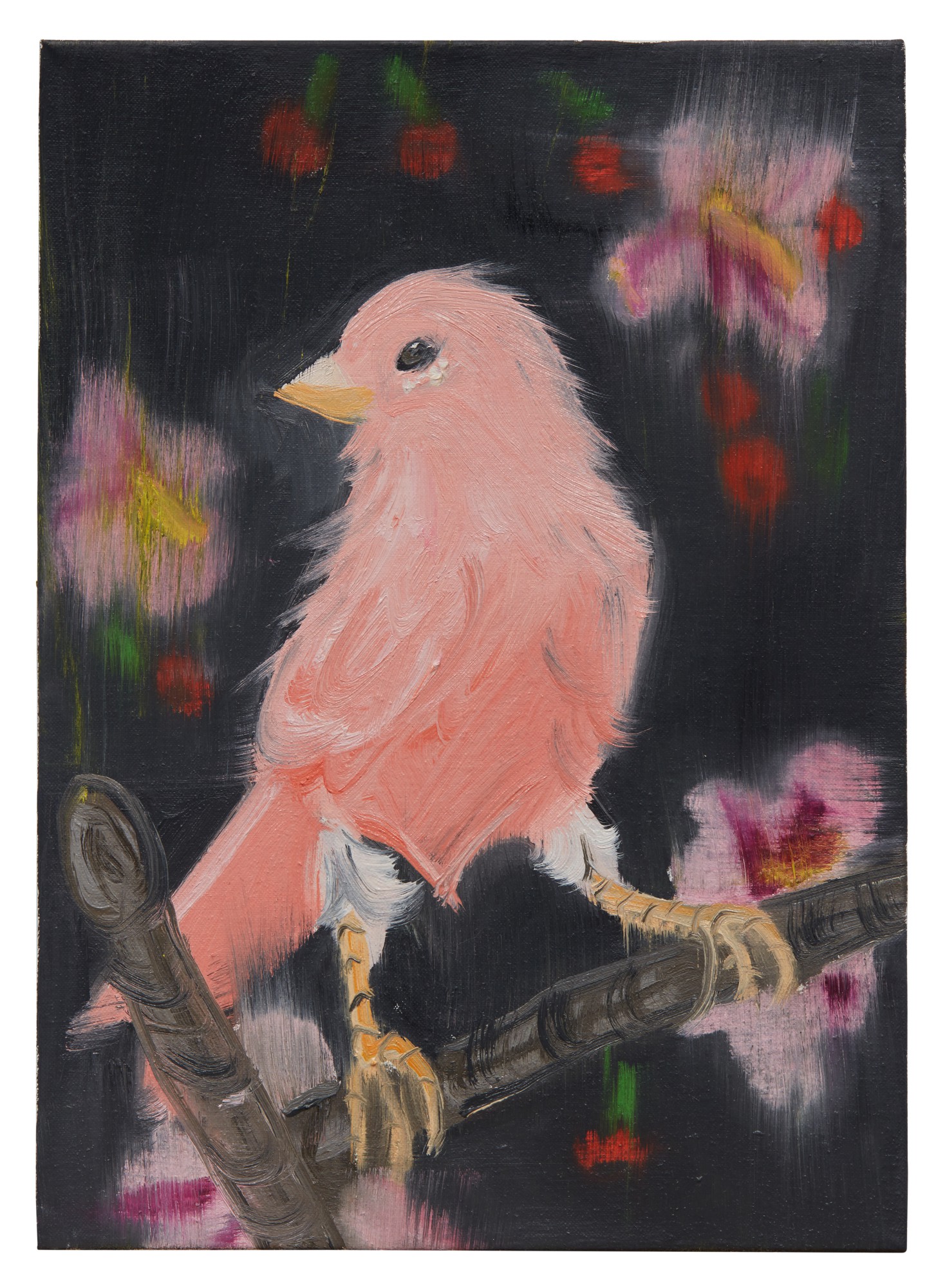 Pink Canary (Stepping Out on Black, with Hollyhocks and Cherries ...