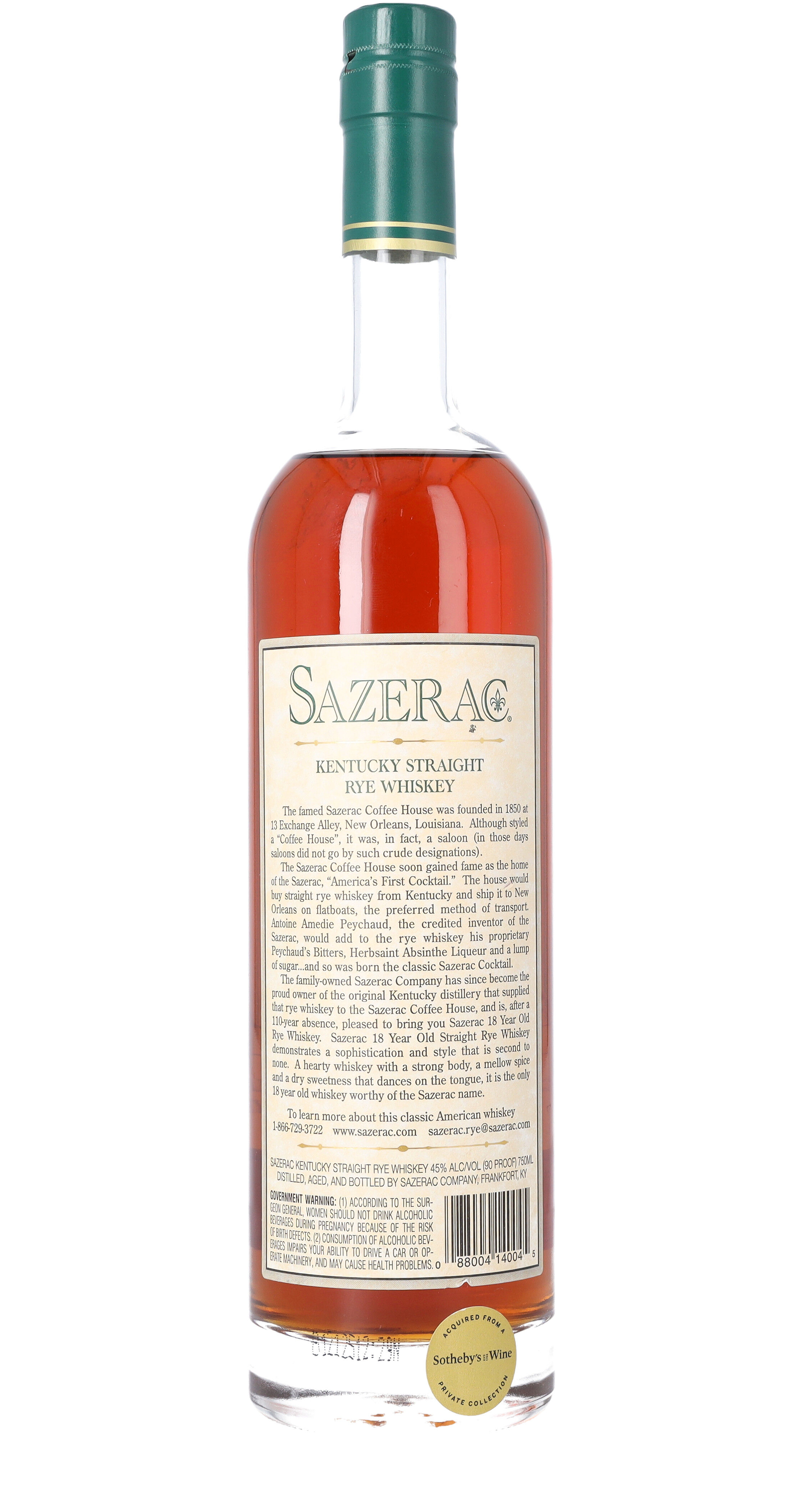 Sazerac Rye 18 Year Old 2012 Release 90 proof NV (1 BT75) | Bourbon ...