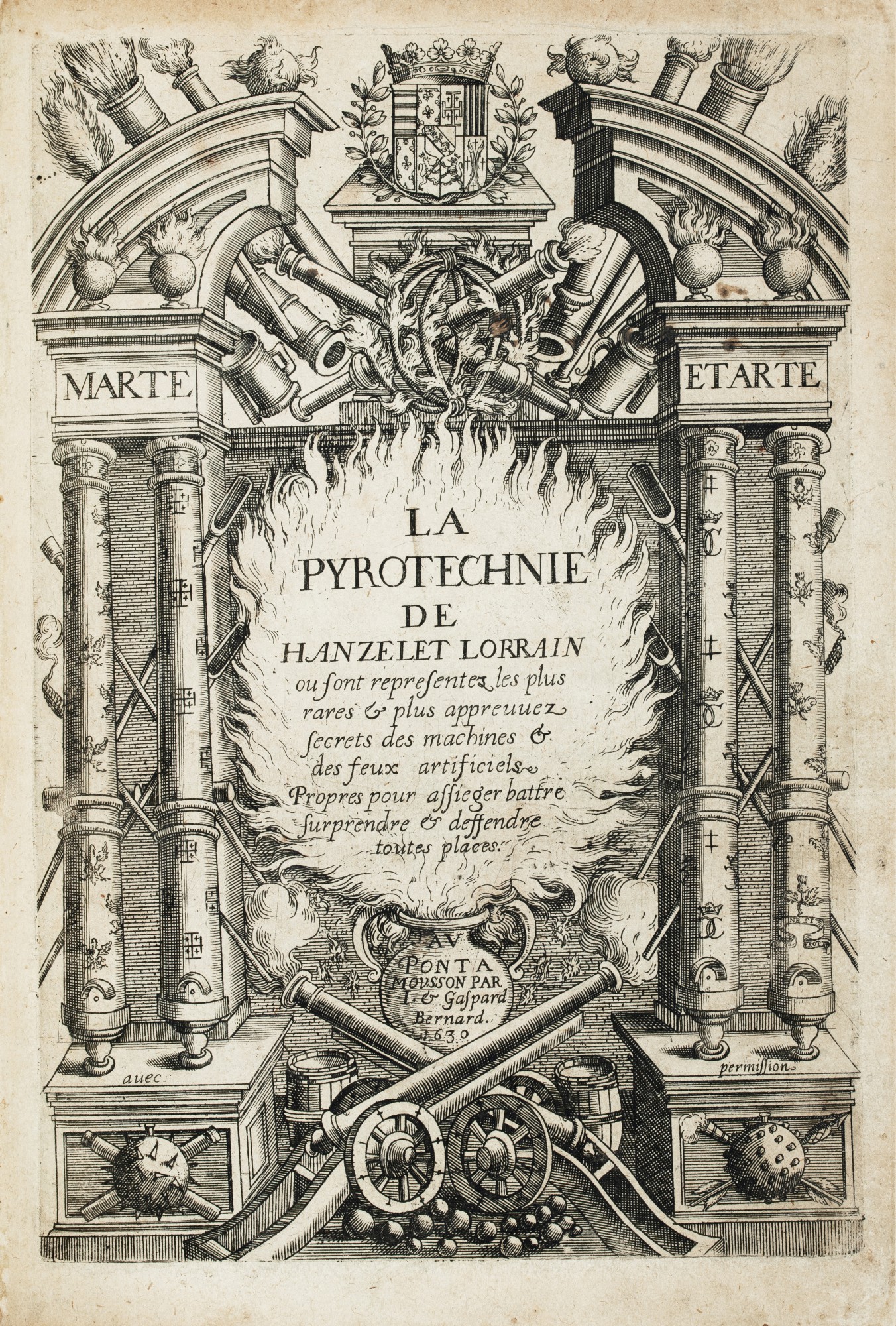 La Pyrotechnie de Hanzelet... Pont-à-Mousson, 1630. In-4. Rel. moderne ...